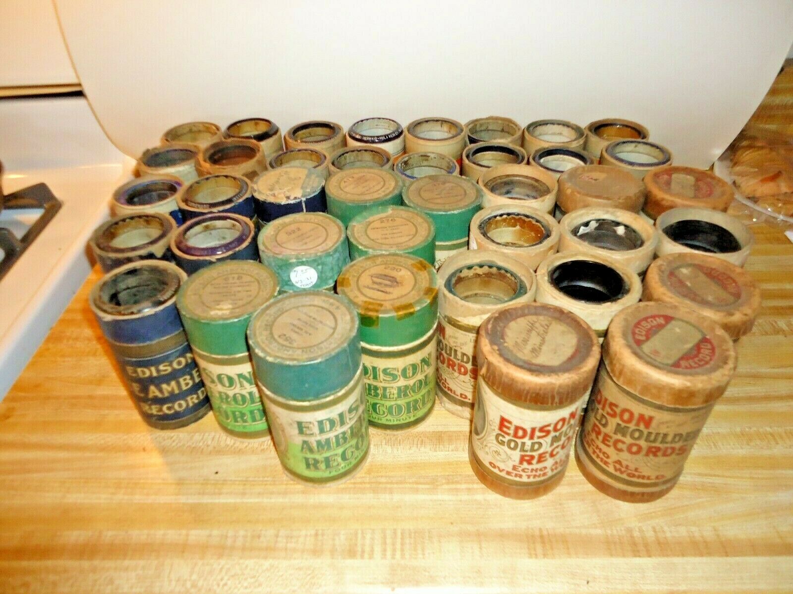 40 Vintage Edison Cylinder Records With Tube Cases In Fair To Good ...