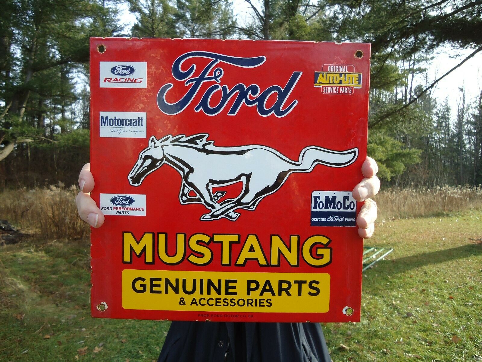 12 " X 12 " VINTAGE 1968 FORD MUSTANG PARTS DEALERSHIP PORCELAIN SIGN ...