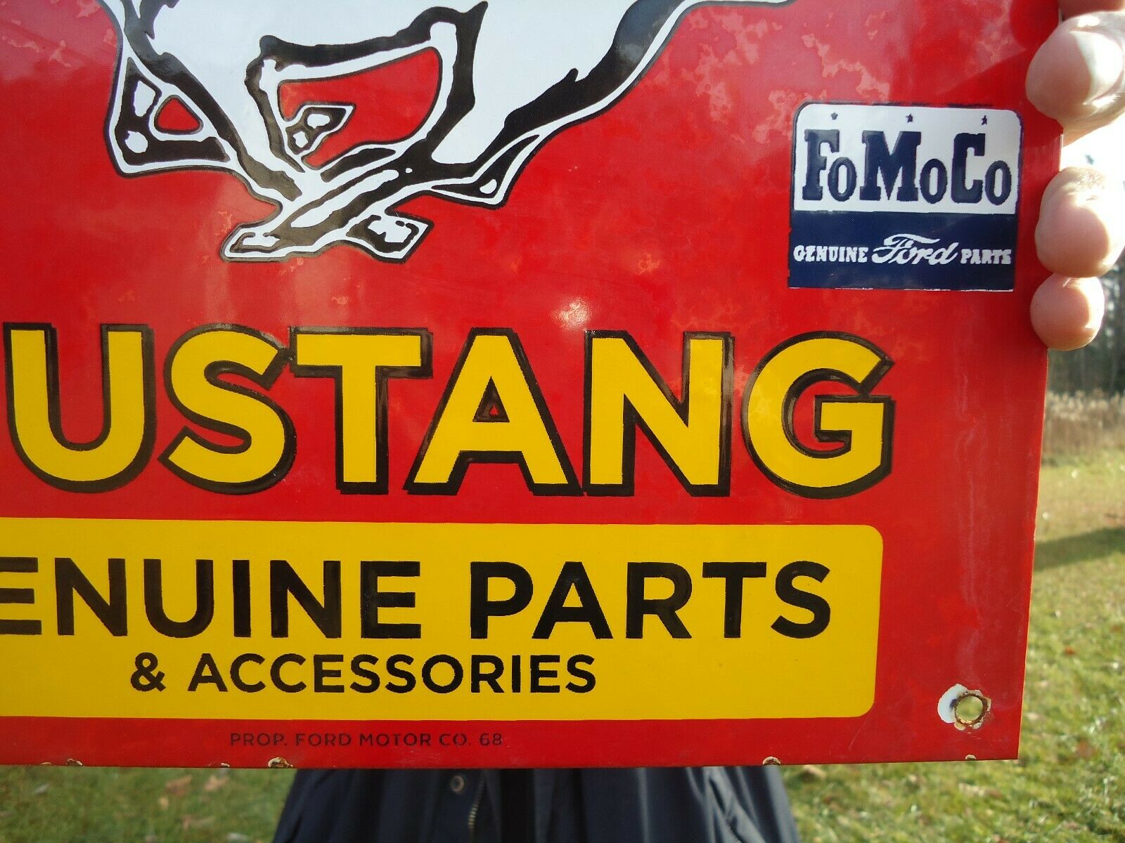 12 " X 12 " VINTAGE 1968 FORD MUSTANG PARTS DEALERSHIP PORCELAIN SIGN ...