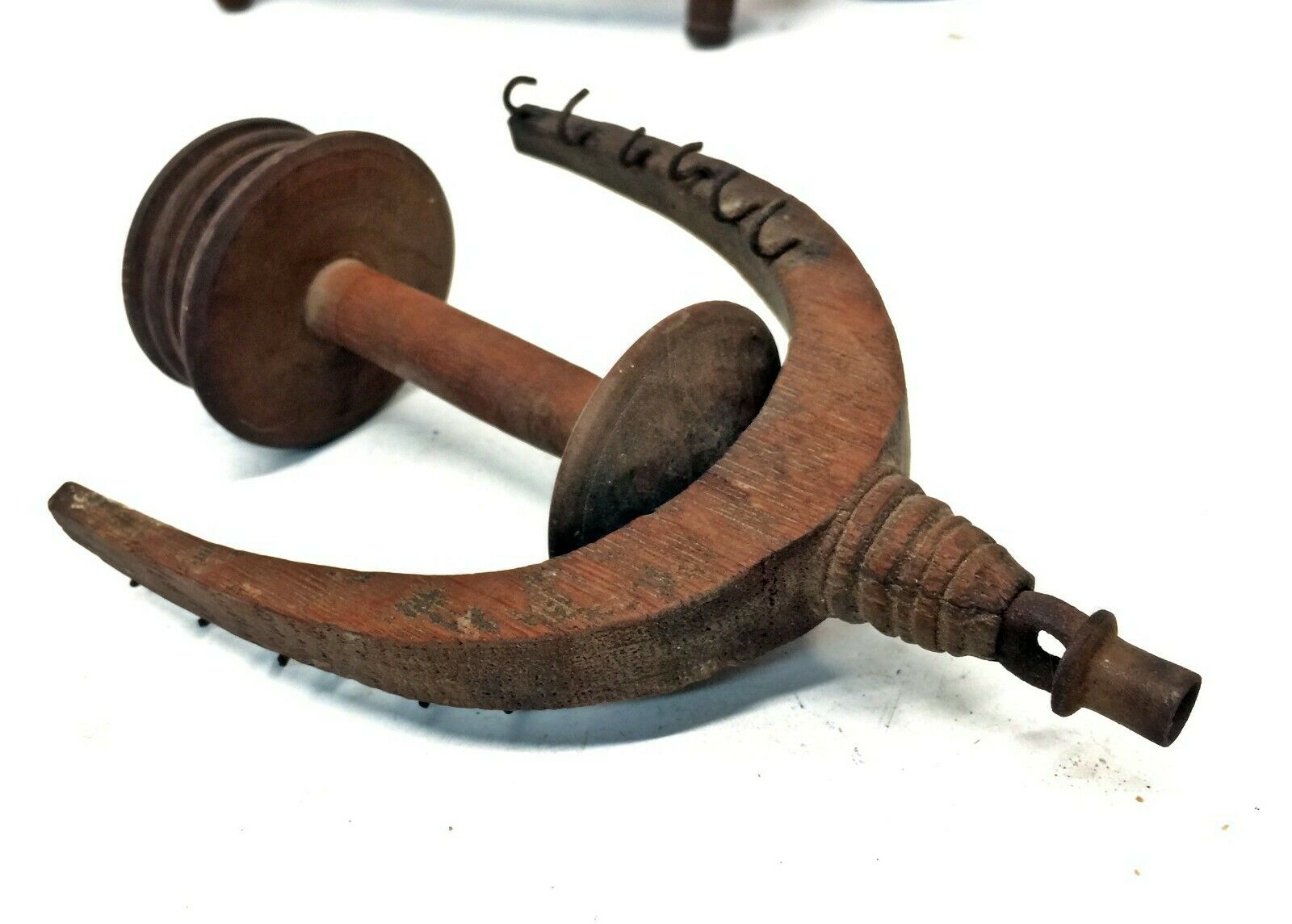 Antique Wooden Spinning Wheel FLYER PARTS Flax Wool Yarn Thread | #15631965