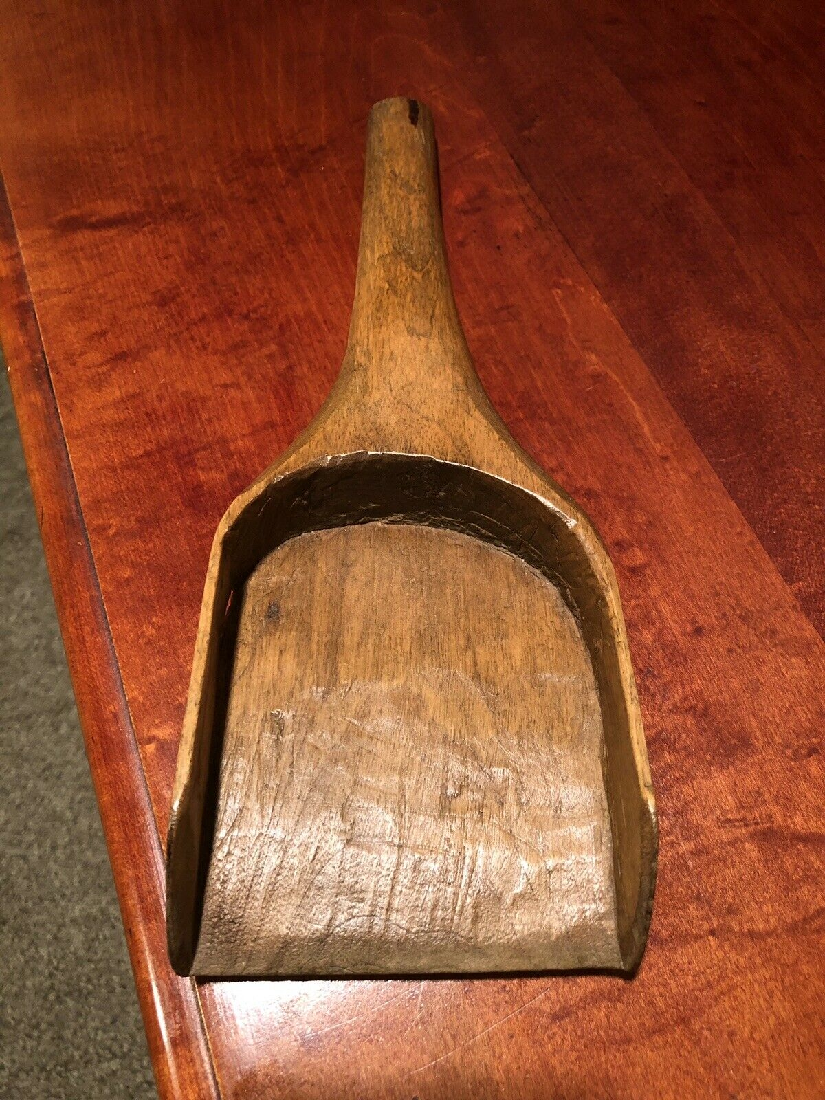 Antique Primitive Hand Carved Wooden Flat Scoop | #15607990