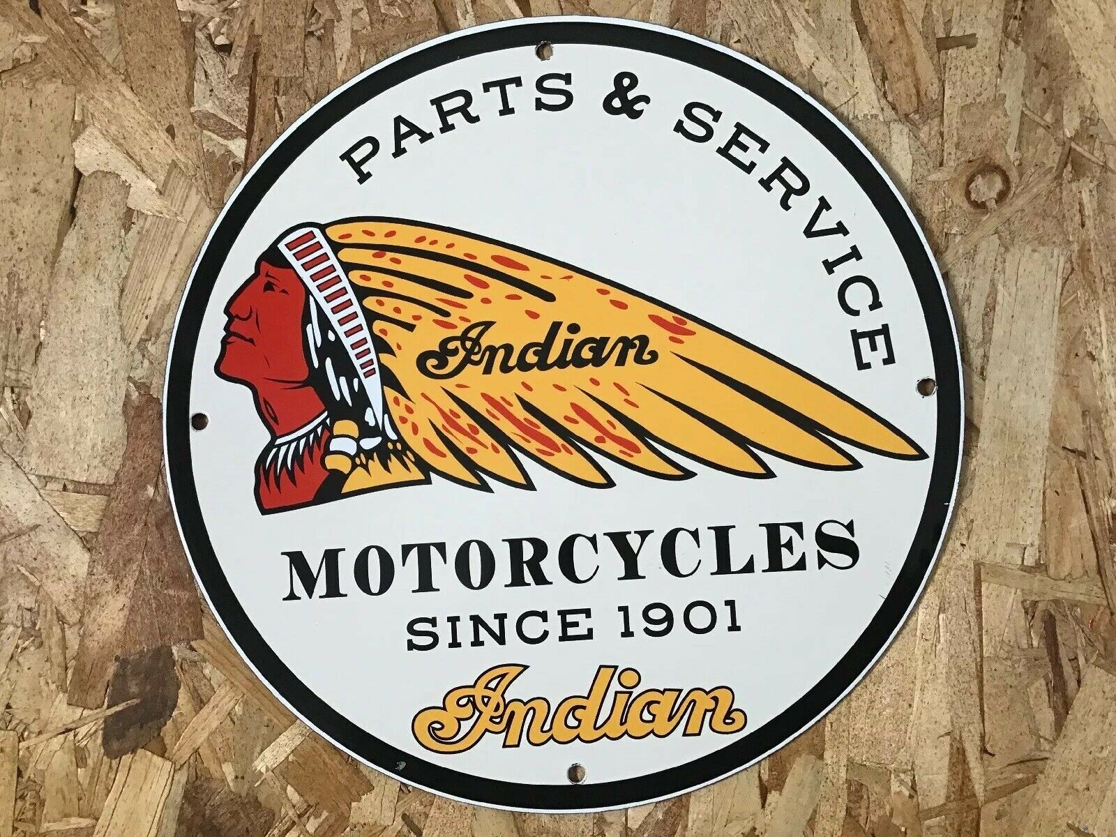 VINTAGE INDIAN MOTORCYCLES PORCELAIN SIGN GAS OIL SERVICE STATION PUMP ...