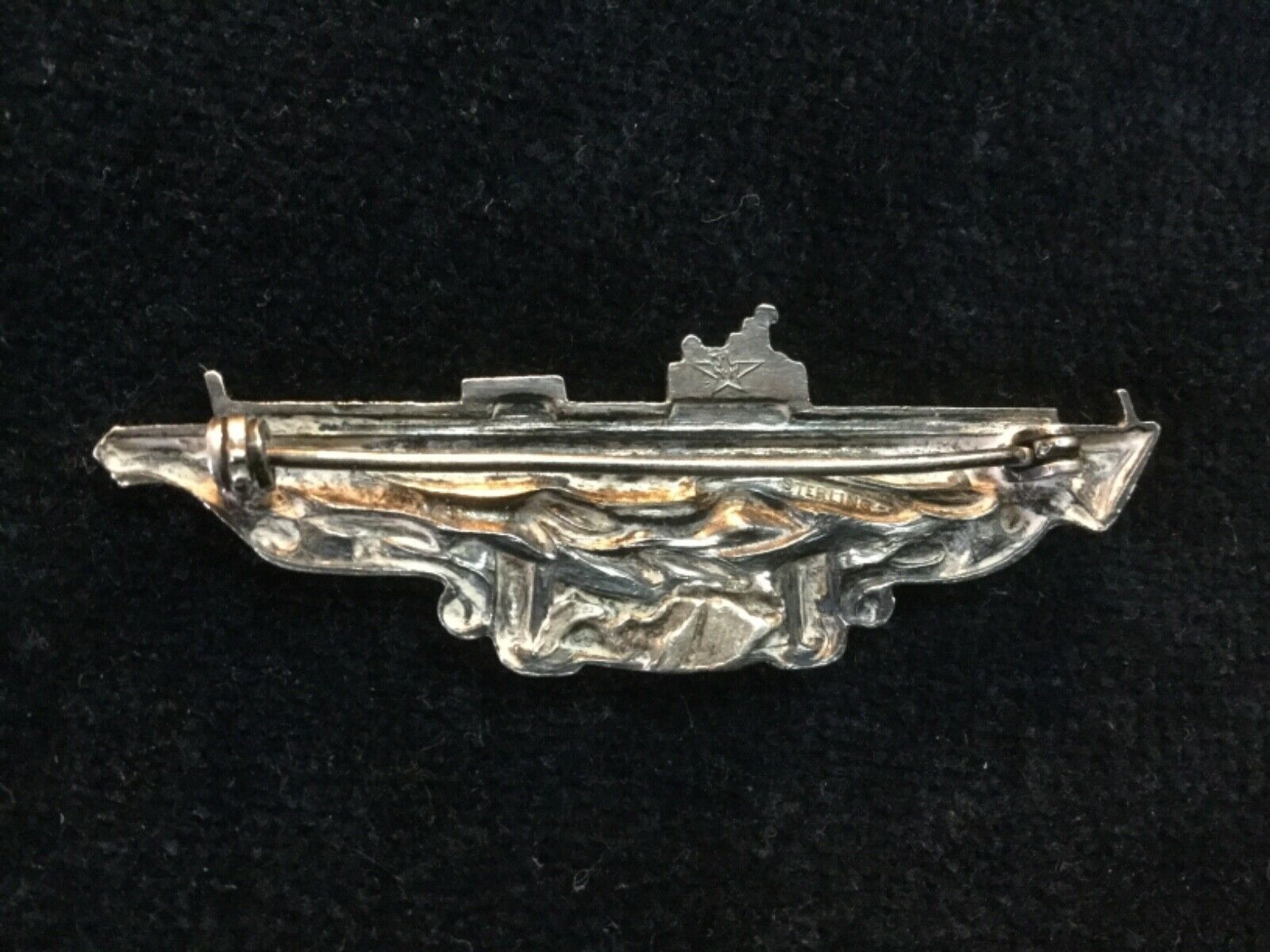 NAVY WWII USN STERLING COMBAT PATROL SUBMARINE BADGE PIN W/ 3 STARS ...