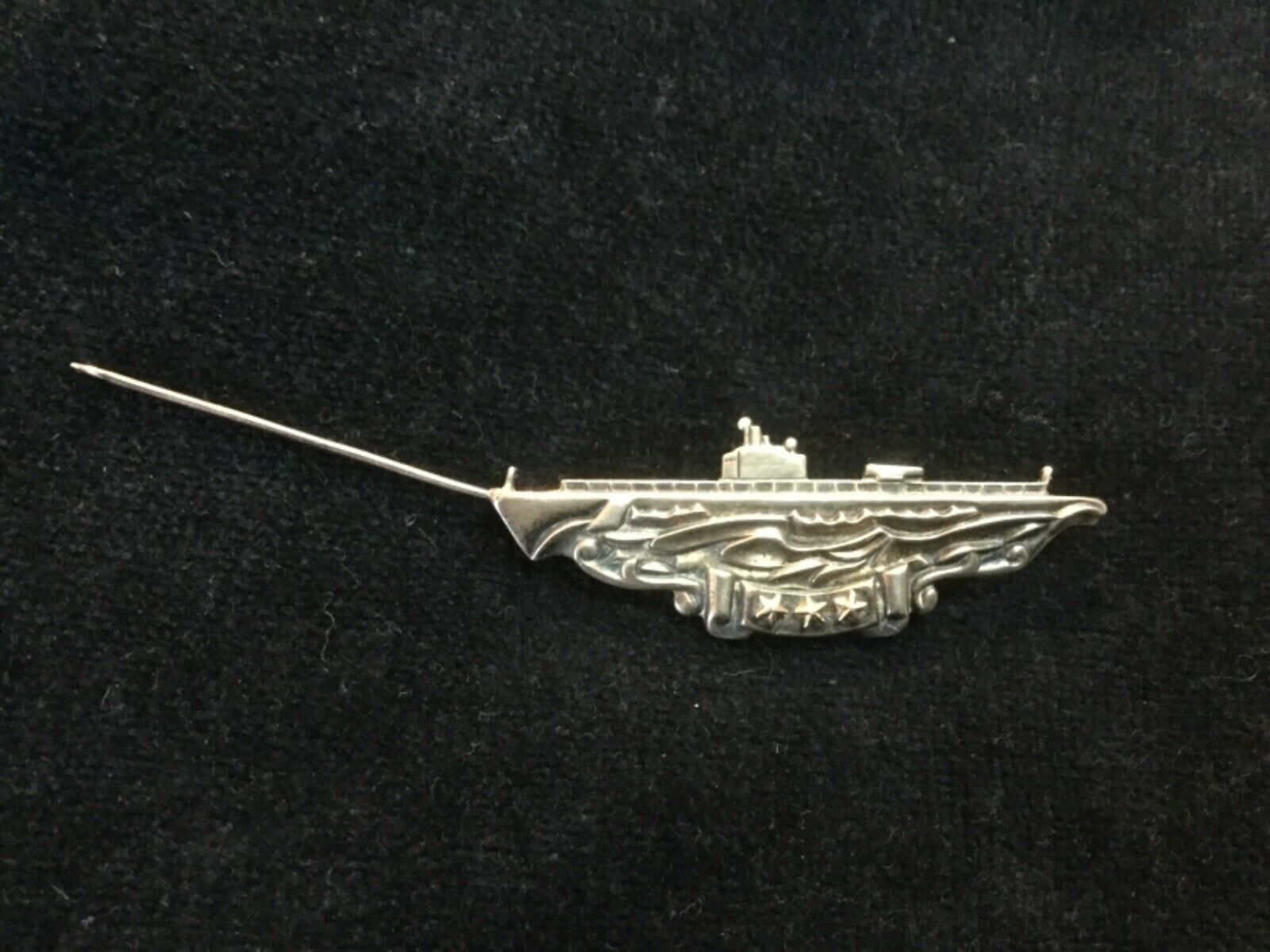 NAVY WWII USN STERLING COMBAT PATROL SUBMARINE BADGE PIN W/ 3 STARS ...