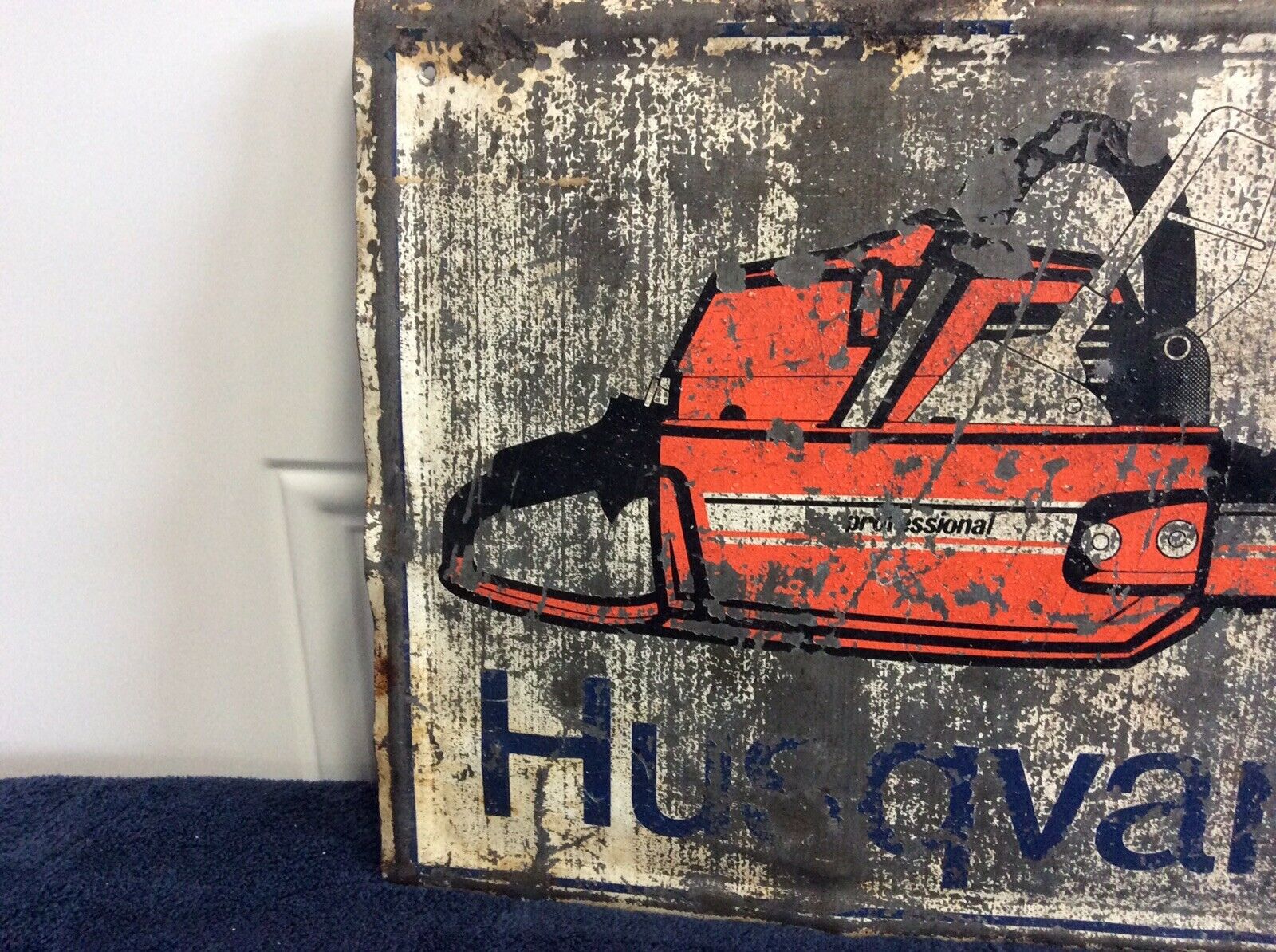 Husqvarna Chainsaw Sign Heavy Steel Self Framed Rare Vintage Sign ...