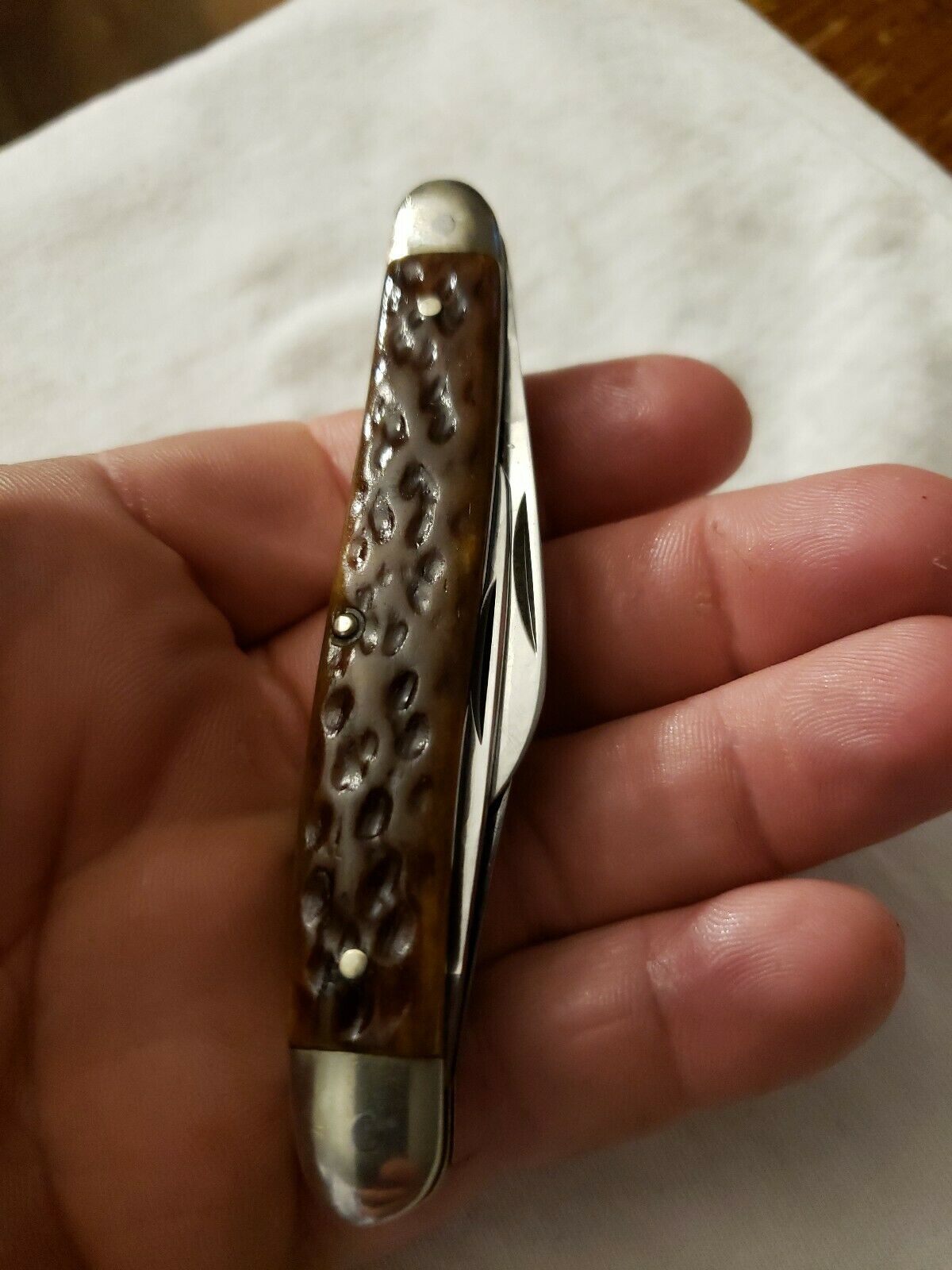 Vintage German Eye 3 Blade Stockman Folding Hunter Knife Bone Handle ...