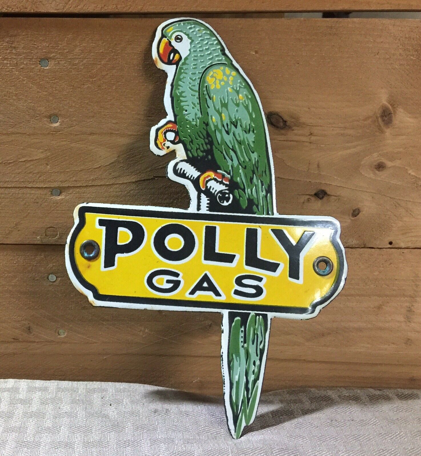 VINTAGE POLLY GASOLINE SERVICE STATION PORCELAIN GAS OIL SIGN | #15439596