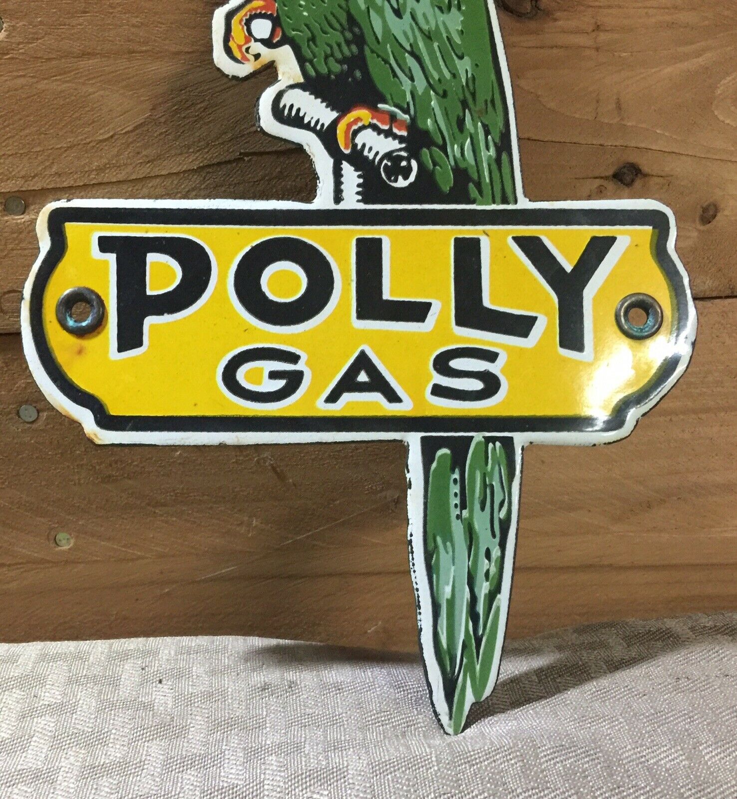 VINTAGE POLLY GASOLINE SERVICE STATION PORCELAIN GAS OIL SIGN | #15439596