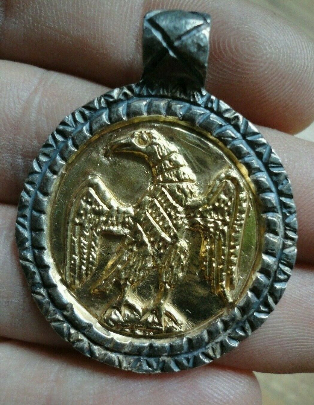 ANCIENT ROMAN SILVER AMULET WITH DEPICTION OF LEGIONARY EAGLE | #15440684