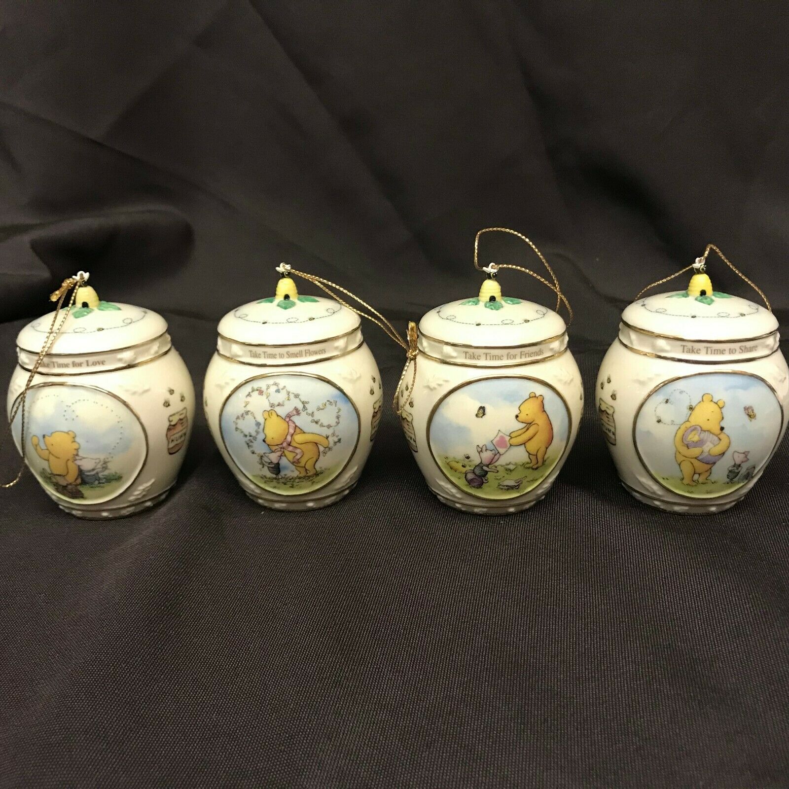 4 Classic Winnie The Pooh Porcelain Christmas Ornaments Bradford ...