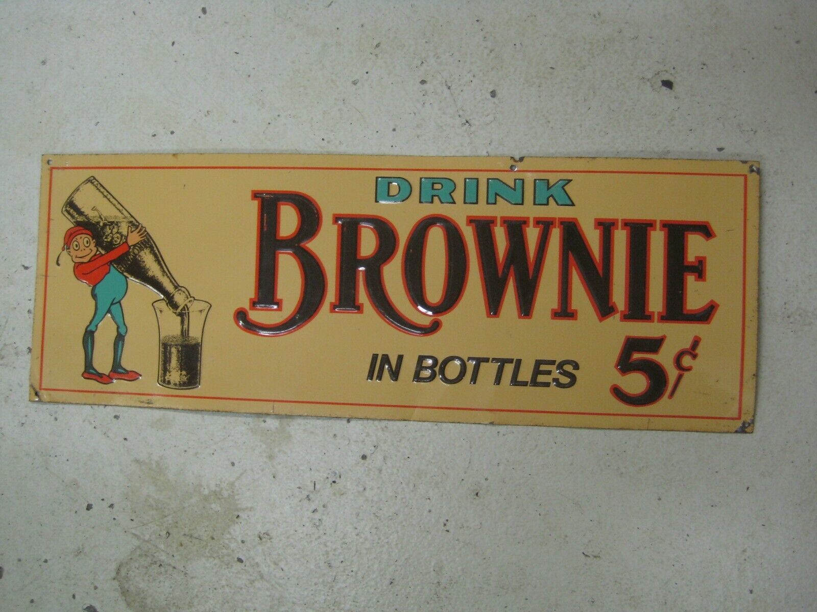 Brownie In Bottles 5 Cent Single Sided Advertising General Store Soda ...
