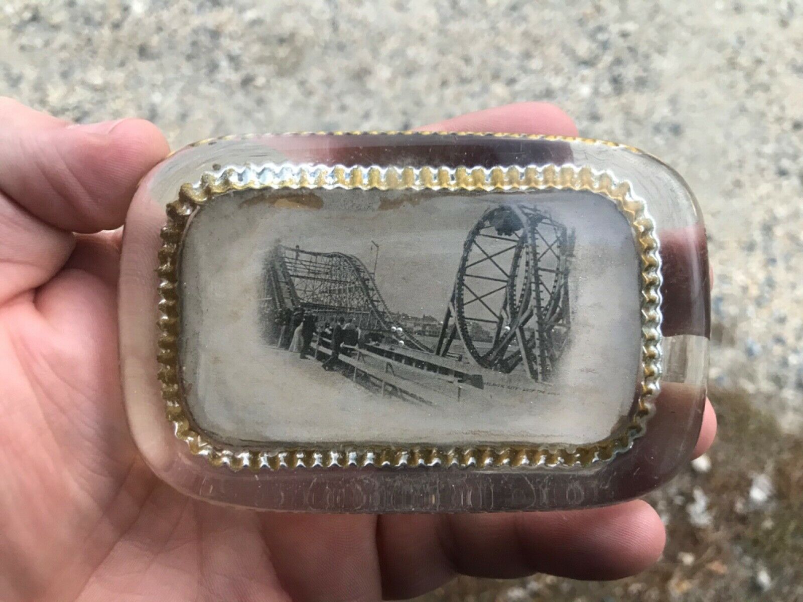 Antique 1900s Loop To Loop Roller Coaster Atlantic City Glass Paperwork ...