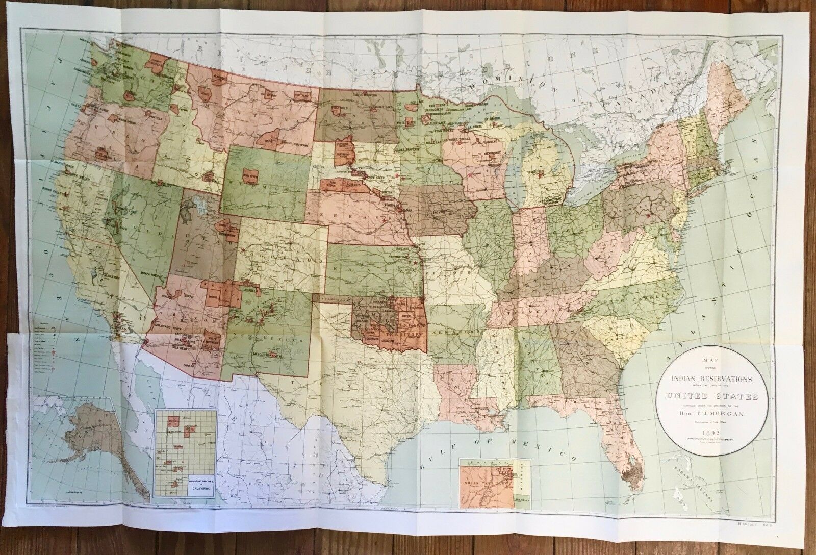 1892 Map Of Indian Reservations In The United States 24x35 " | #15319926