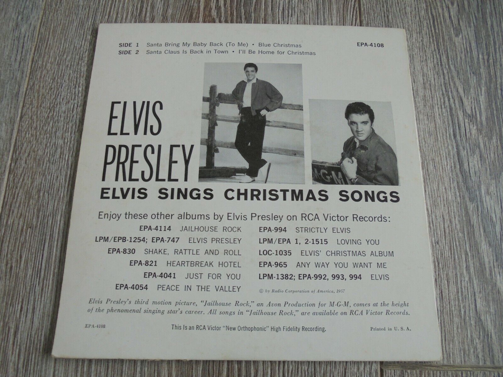 Elvis Presley - Elvis Sings Christmas Songs 1957 USA EP RCA VICTOR ...