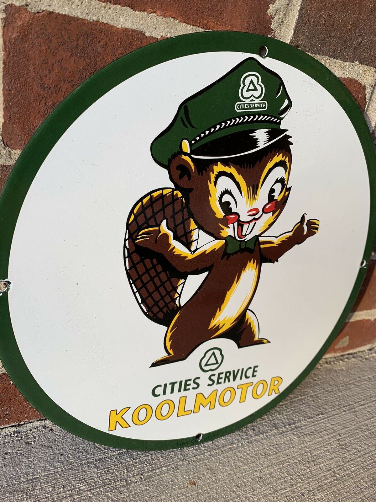Cities Service Koolmotor Porcelain Pump Gasoline Oil Advertising Sign ...
