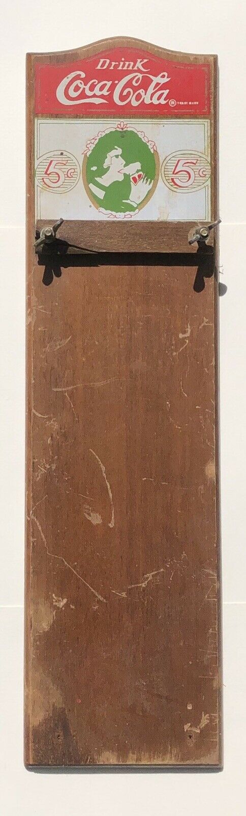 Scarce Vintage Coca Cola Solid Wood Sign Menu Clip Clamp Board ...