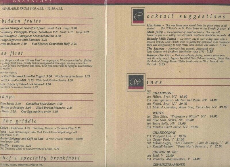 Le Croissant Menu Orleans Hilton Hotel Riverside And Tower Louisiana ...