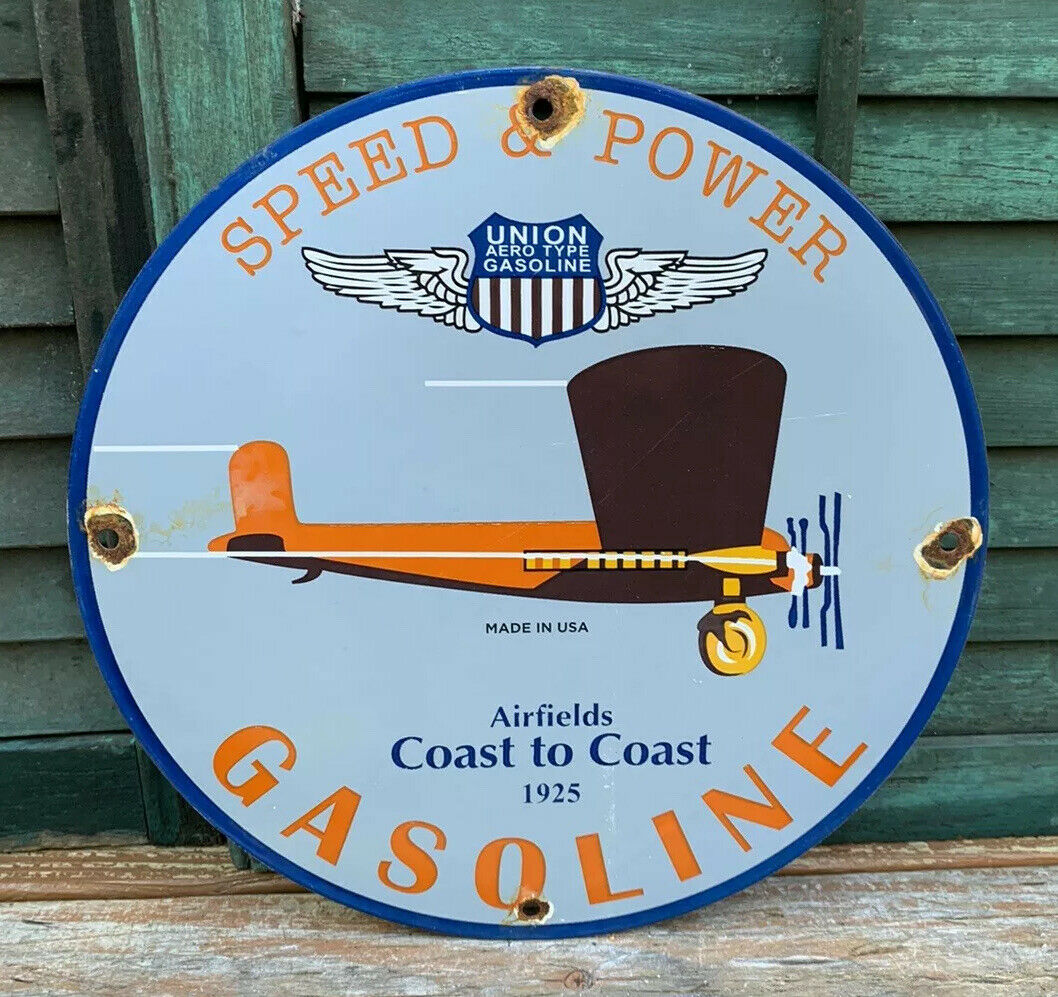 OLD 1925 SPEED AND POWER GASOLINE PORCELAIN GAS STATION PUMP SIGN ...