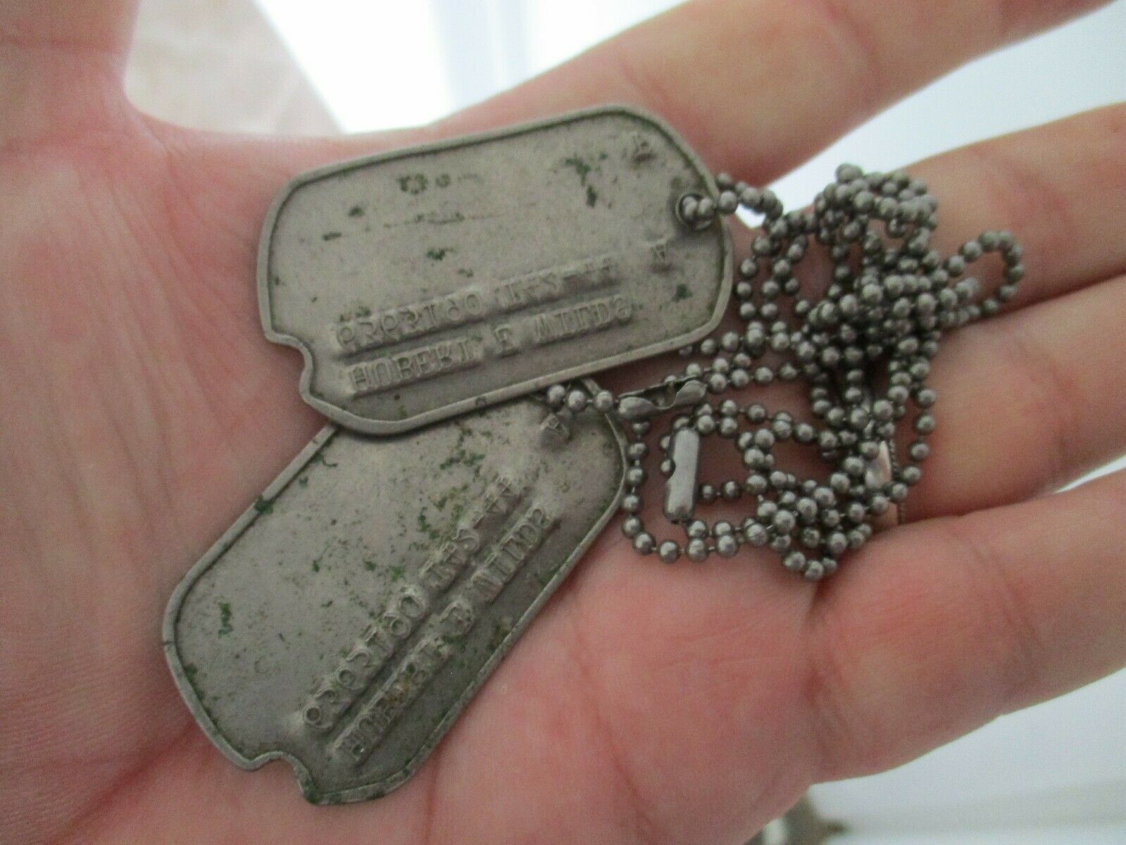 WW2 WWII US ARMY DOG TAGS PAIR SET WITH CHAIN | #15269362