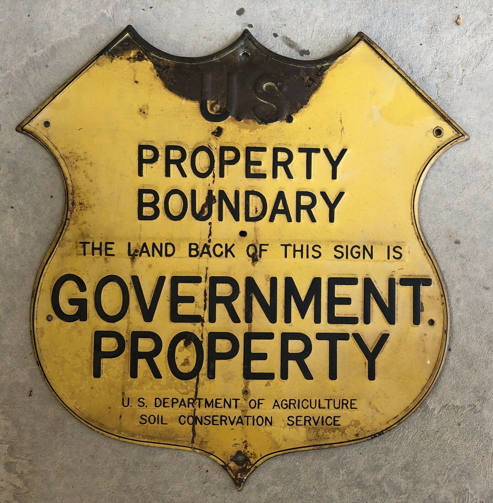 Vintage 1940’s US Property Boundry Embossed Sign Dept Ag Soil ...