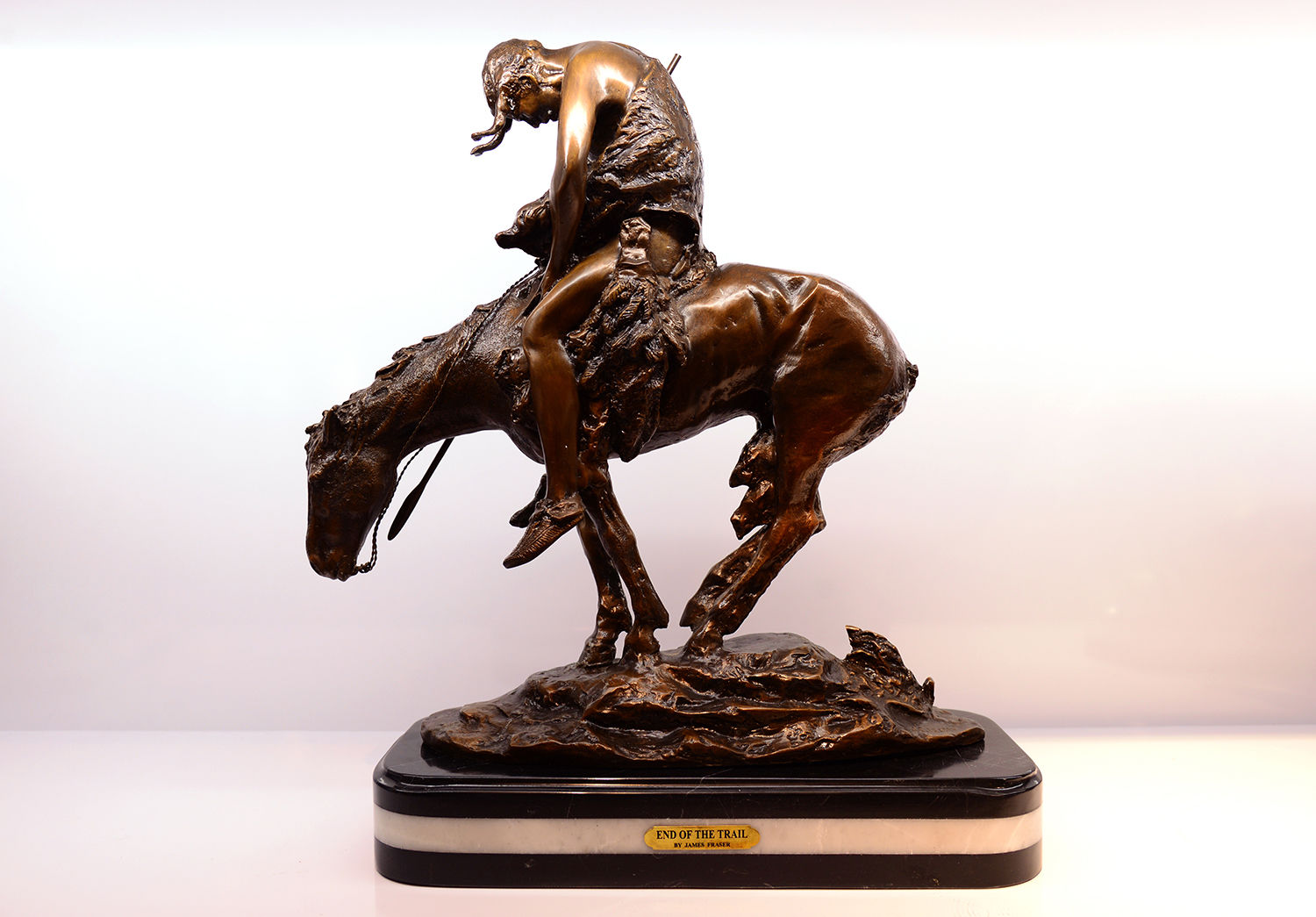 " End Of The Trail " Bronze Statue Sculpture By James E. Fraser 23 " H ...