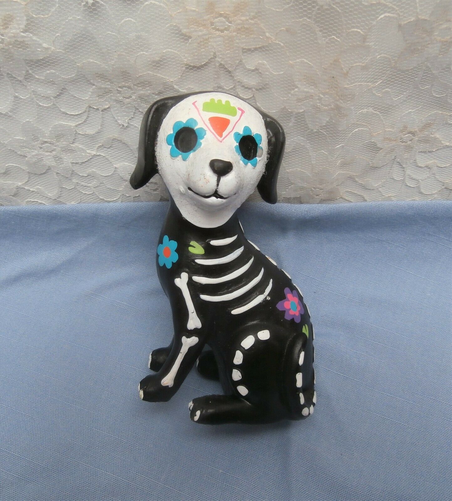 Day Of The Dead Dog Sugar Skull Dia De Los Muertos Figurine Halloween ...