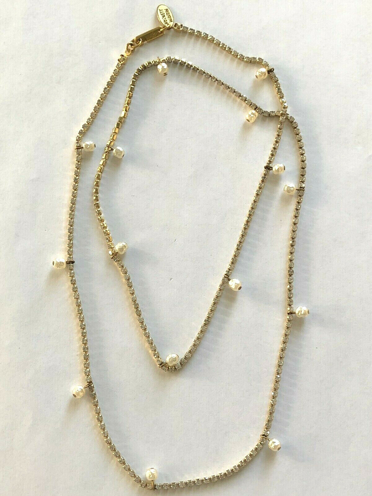 Vintage Miriam Haskell Necklace Rhinestones And Pearls Goldtone Signed ...