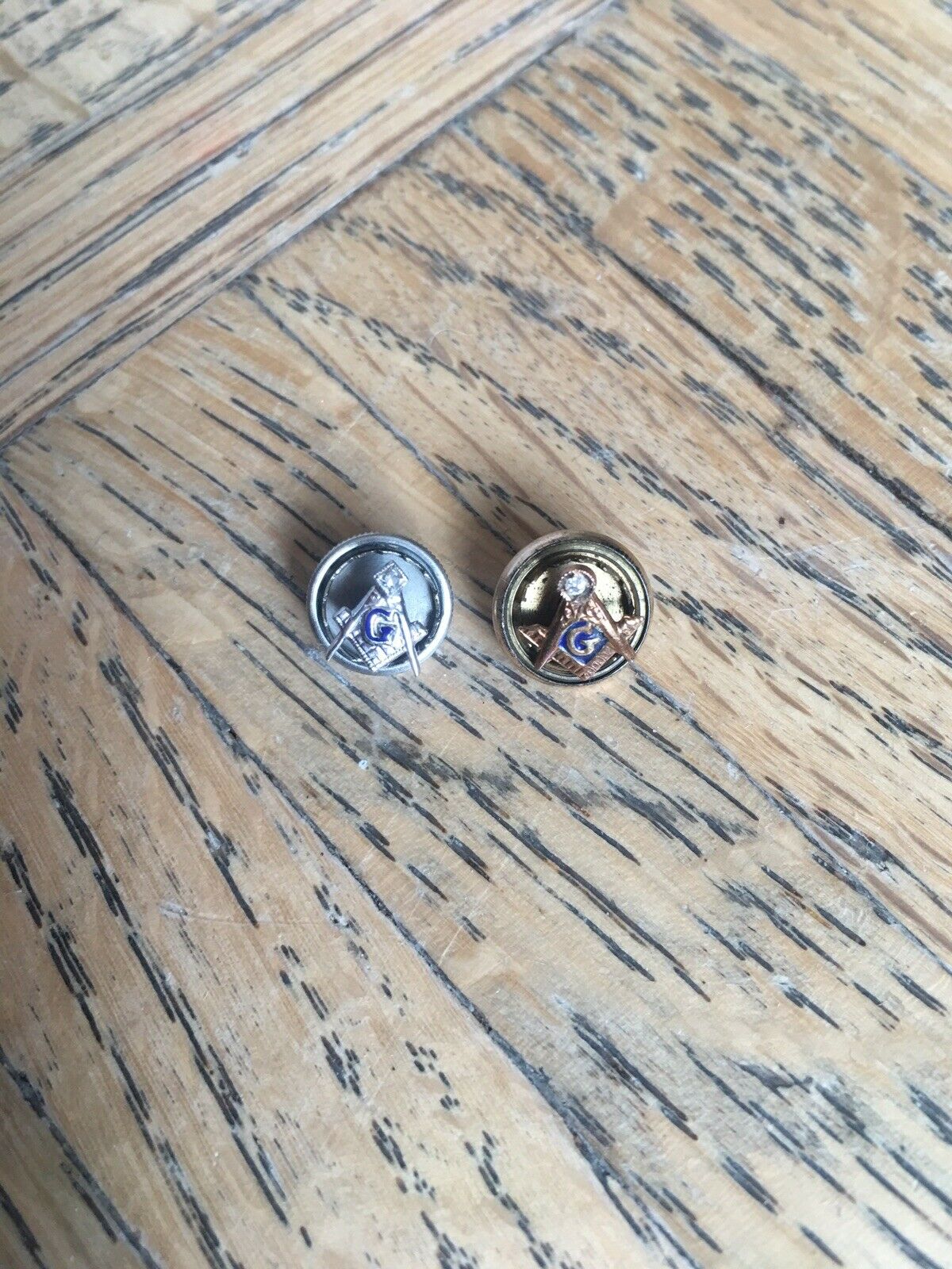 Mason Masonic Lapel Pins 14k Gold With Diamonds Screw Backs Vintage ...