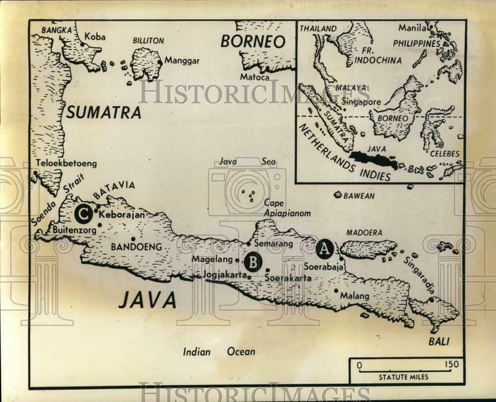 1945 Press Photo World War II Map Of The Indonesian Islands - Tuw03122 ...