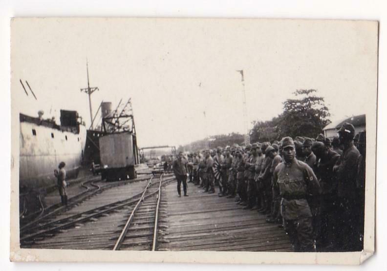WWII Japanese Photo Vichy French Indochina IJA Soldiers Dock Transport ...