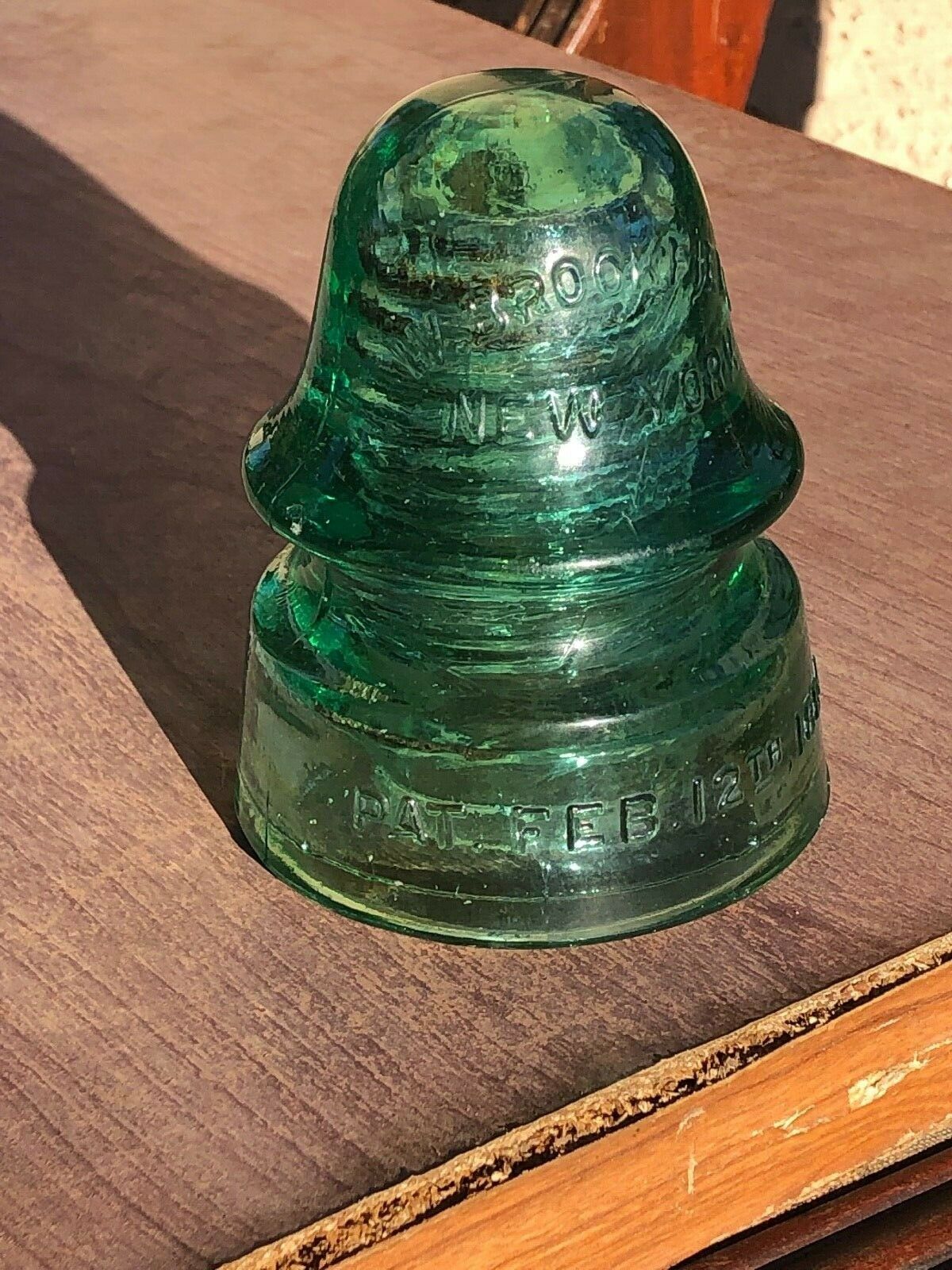 W. Brookfield Green Glass Insulator Cd 162 Embossing On Dome And Skirt ...