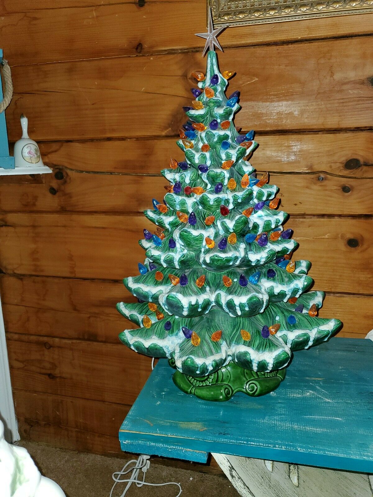 VTG Ceramic Christmas Tree Atlantic Mold Flocked 24 " Lighted | #14982759