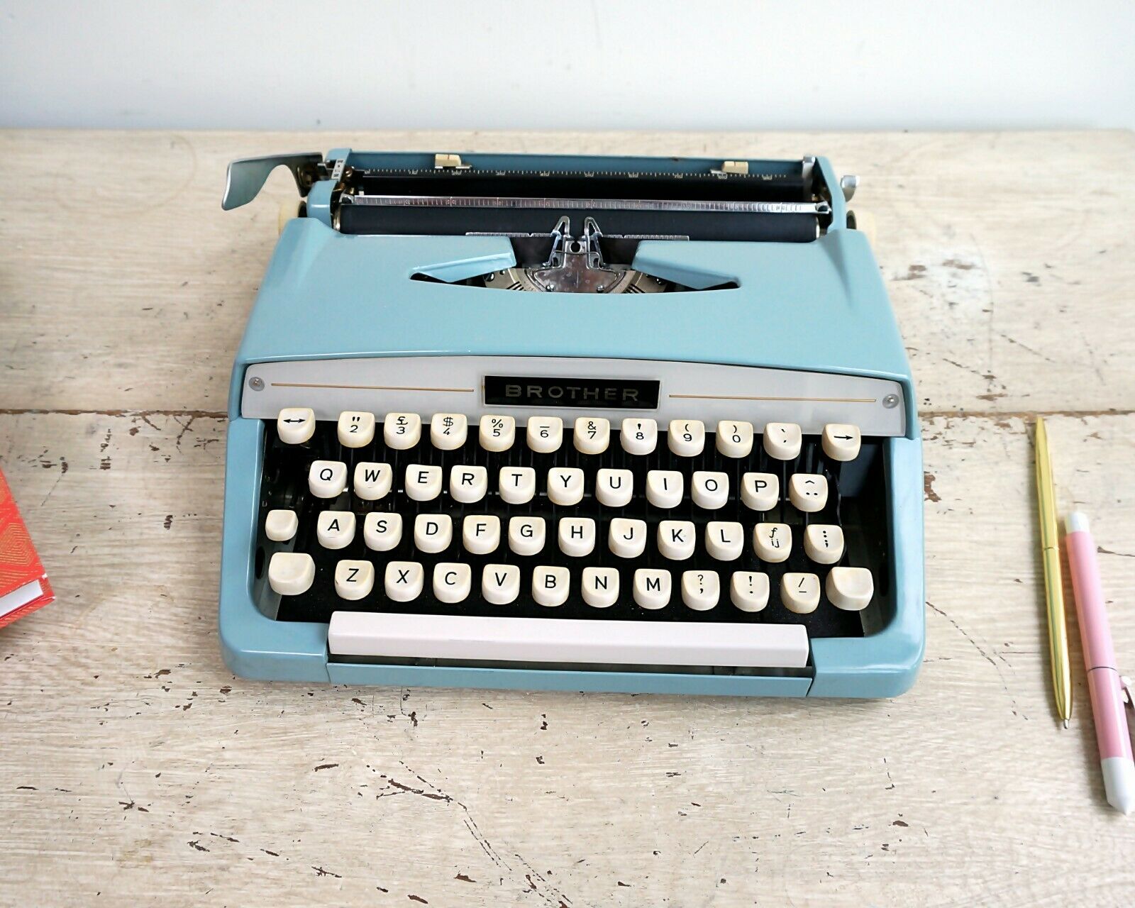 Brother Deluxe Typewriter In Baby Blue - With Case | #14981060