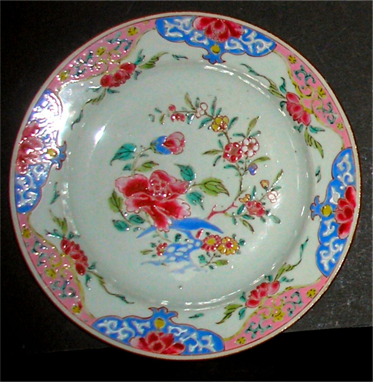 18th Cent Chinese Rare Design Famille Rose Hand Painted Dished Plate ...