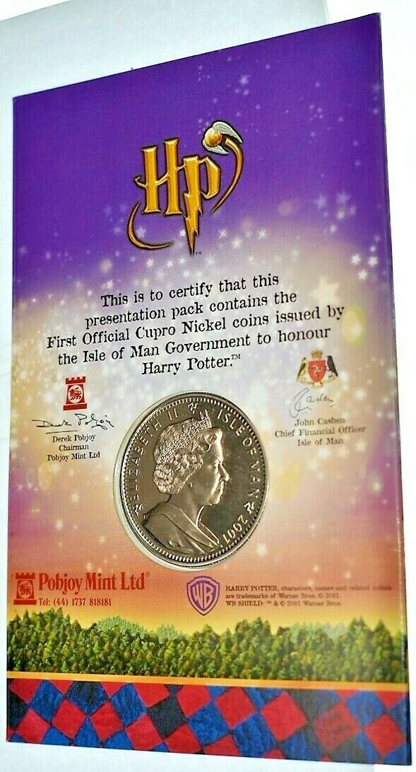 2001 HARRY POTTER 1ST YEAR OF ISSUE CROWN COIN ISLAND OF MAN BIRTH OF ...
