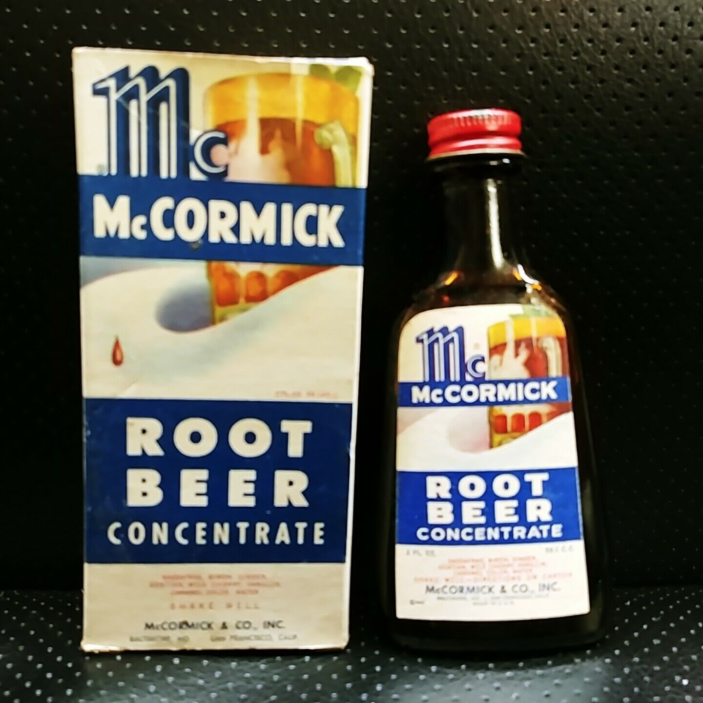Vintage McCormick Root Beer Concentrate Bottle W/ Box | #14958760
