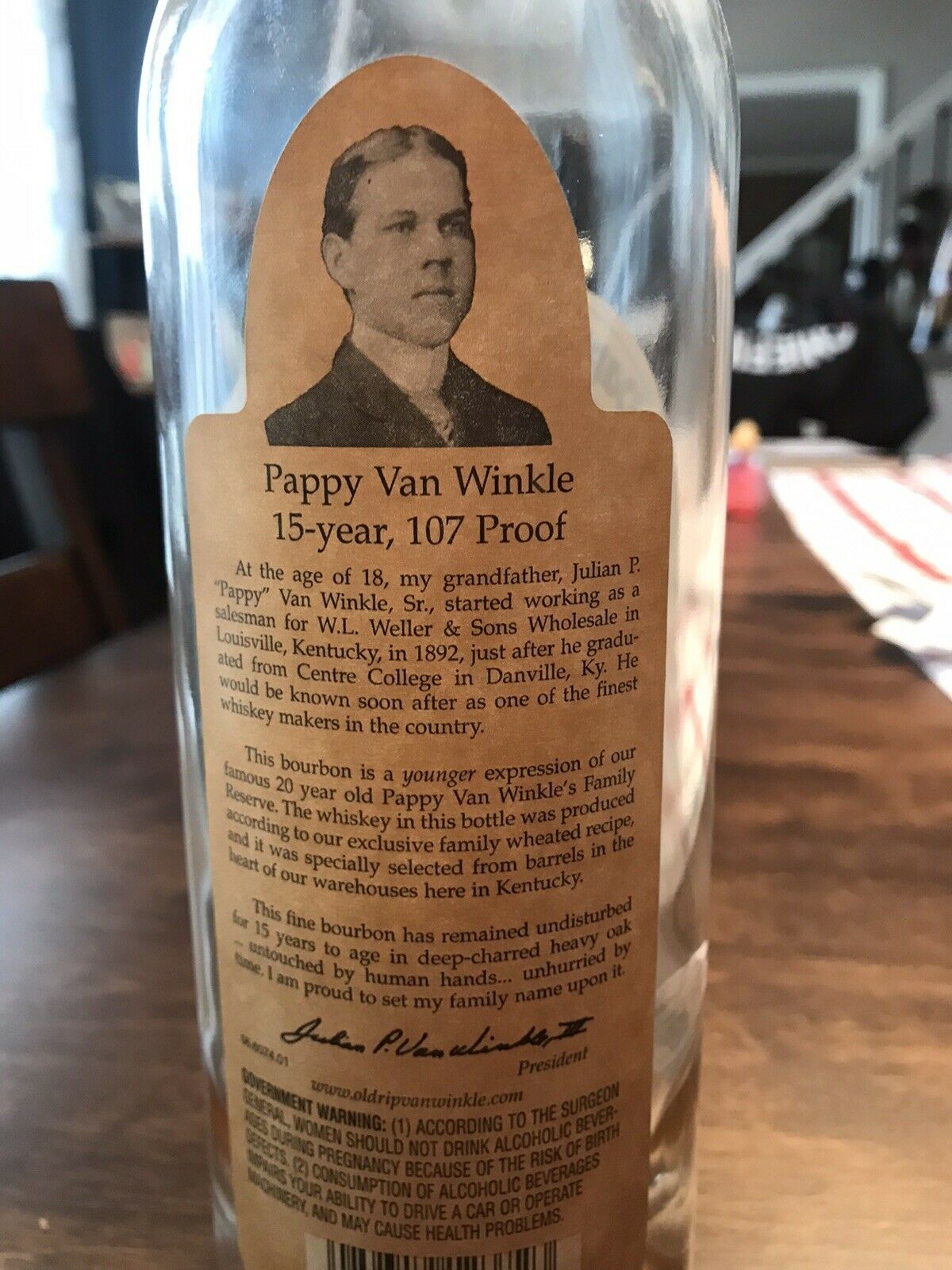 Pappy Van Winkle’s 15 Year Old Empty Bottle | #15096000