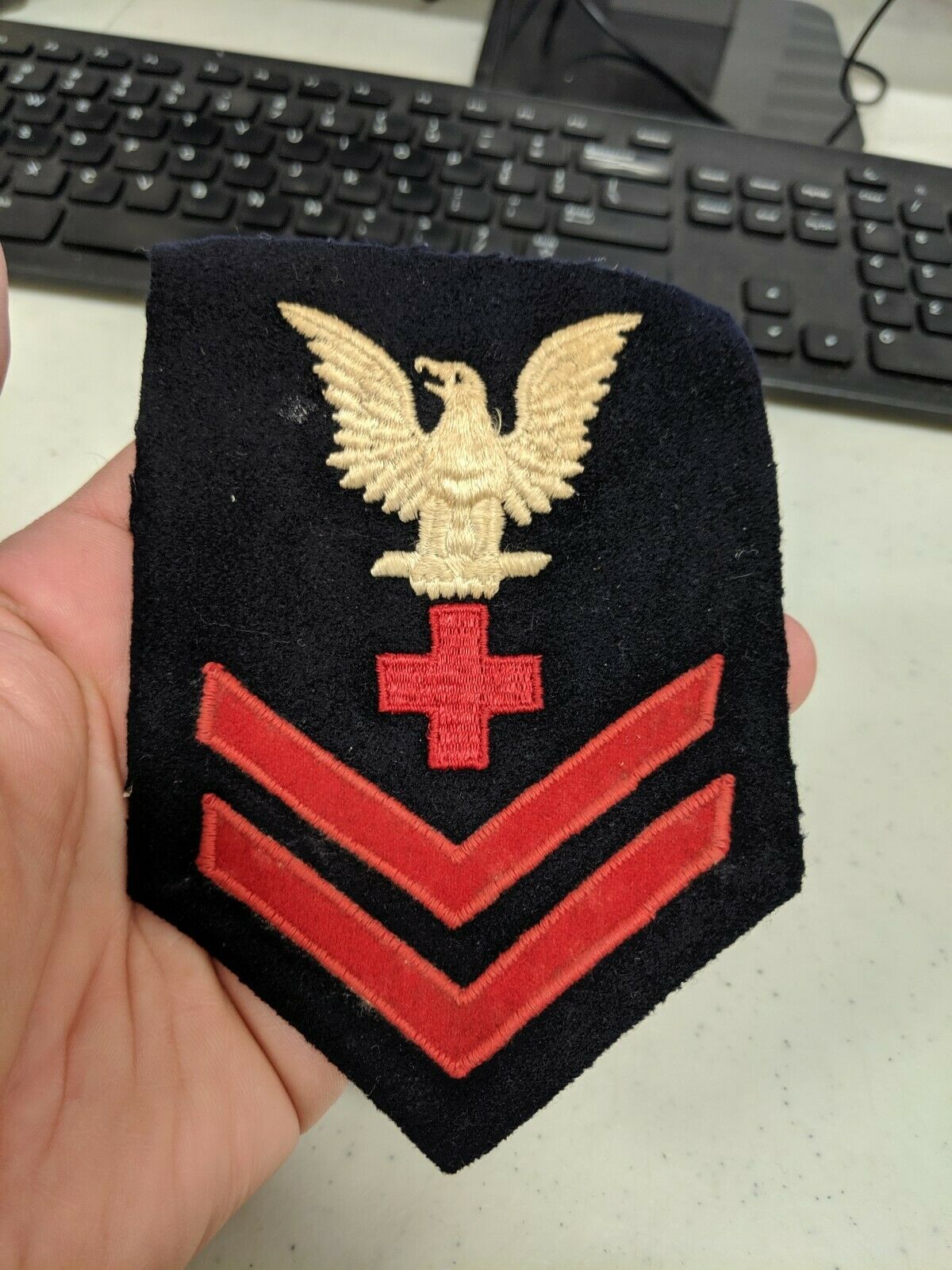 WWII US Navy PO2 Hospital Corpsman Rate On Dark Blue LOOK | #15055794
