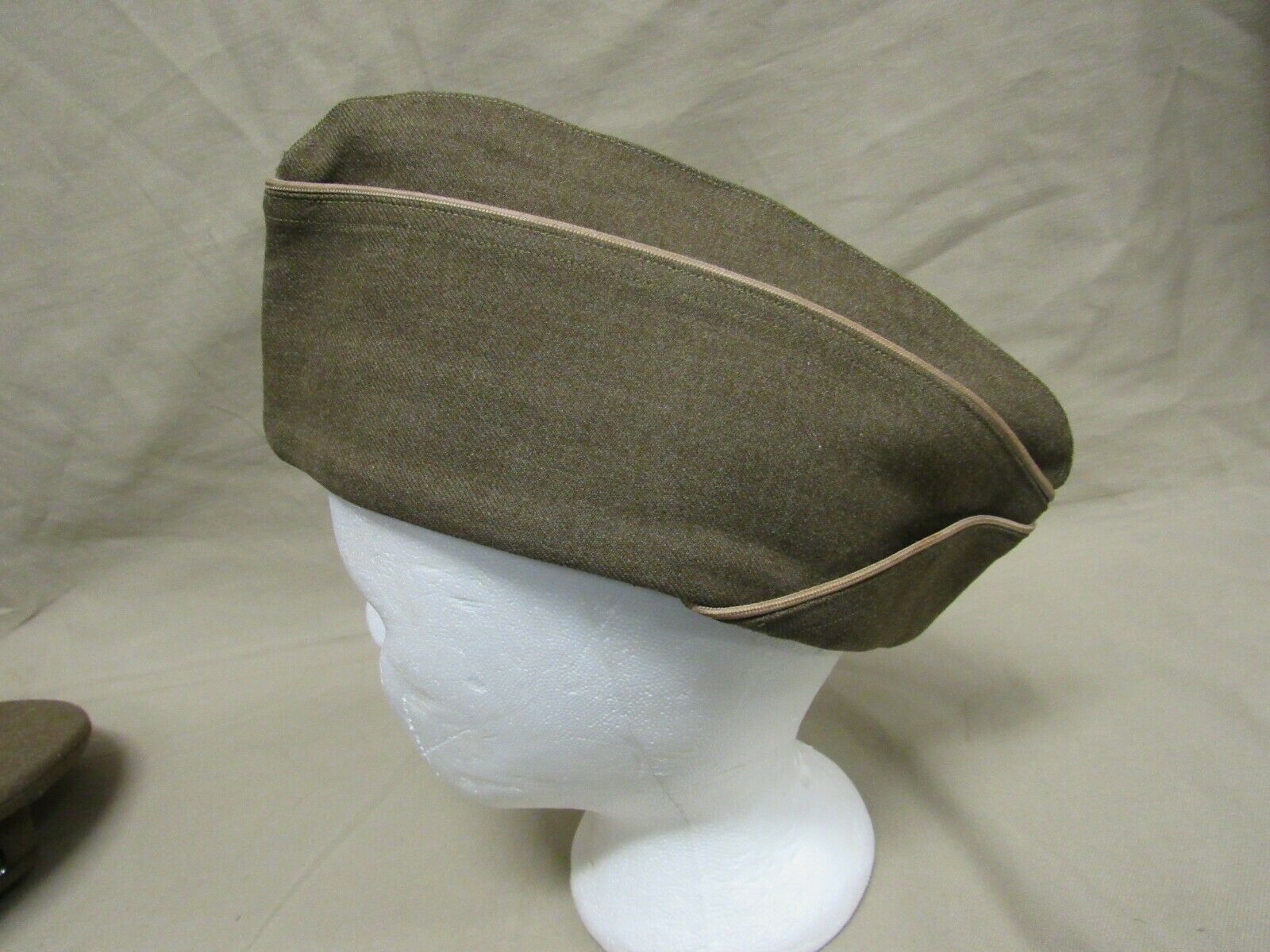 WWII US Army OD Wool Quartermaster Size 7 3/8 Overseas Cap Named To ...