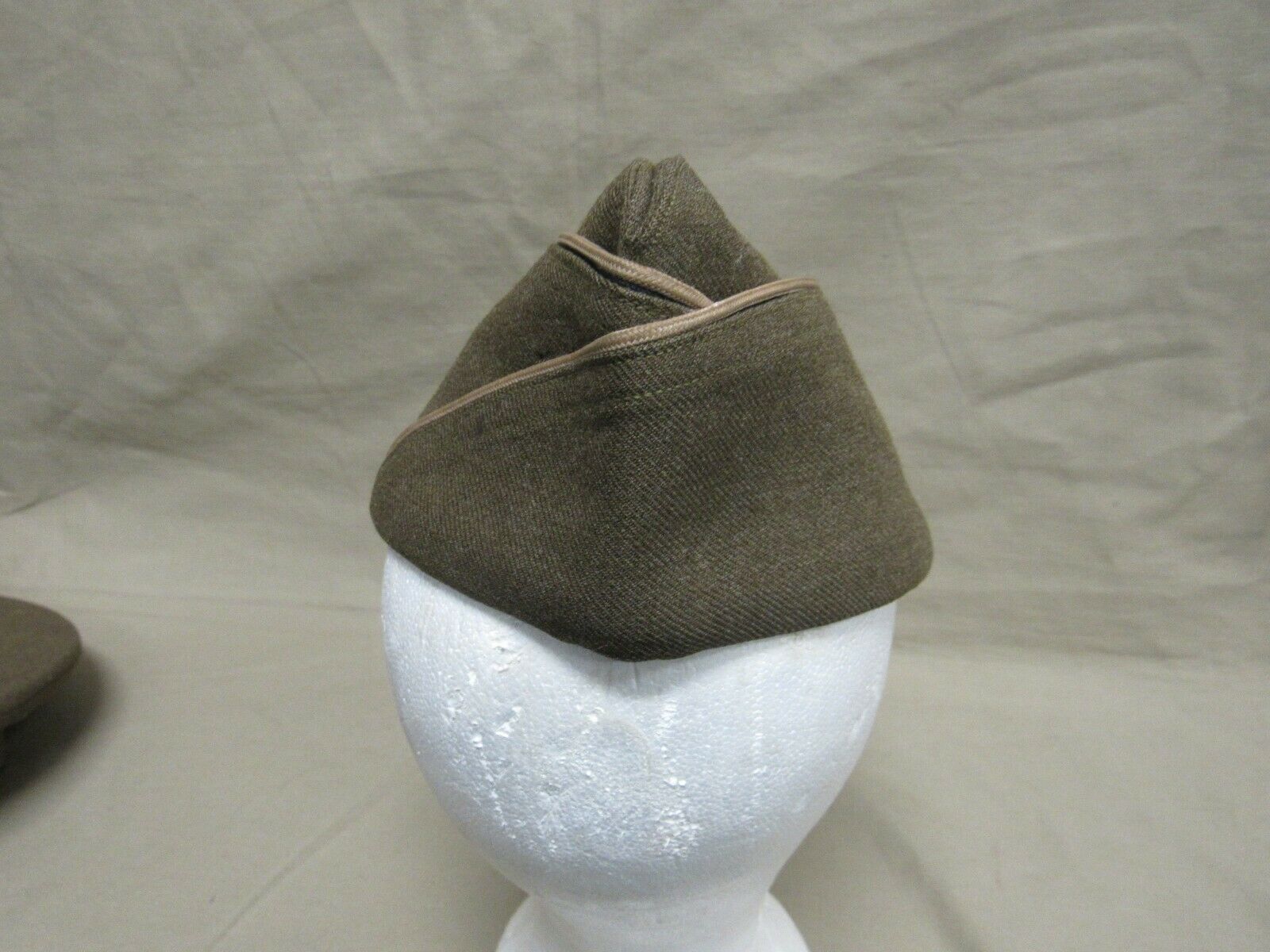 WWII US Army OD Wool Quartermaster Size 7 3/8 Overseas Cap Named To ...