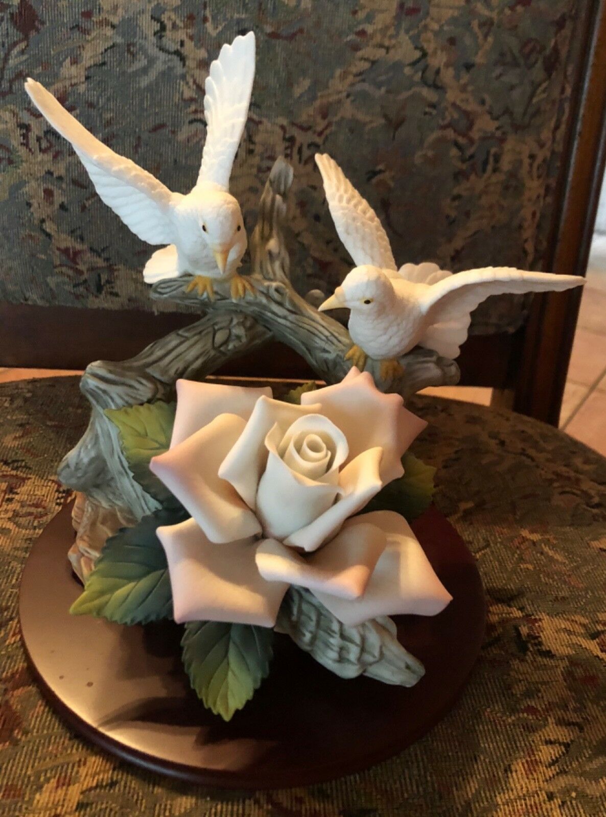 ANDREA BY SADEK PORCELAIN BIRDS. FIGURE OF TWO DOVES WITH A ROSE ON ...