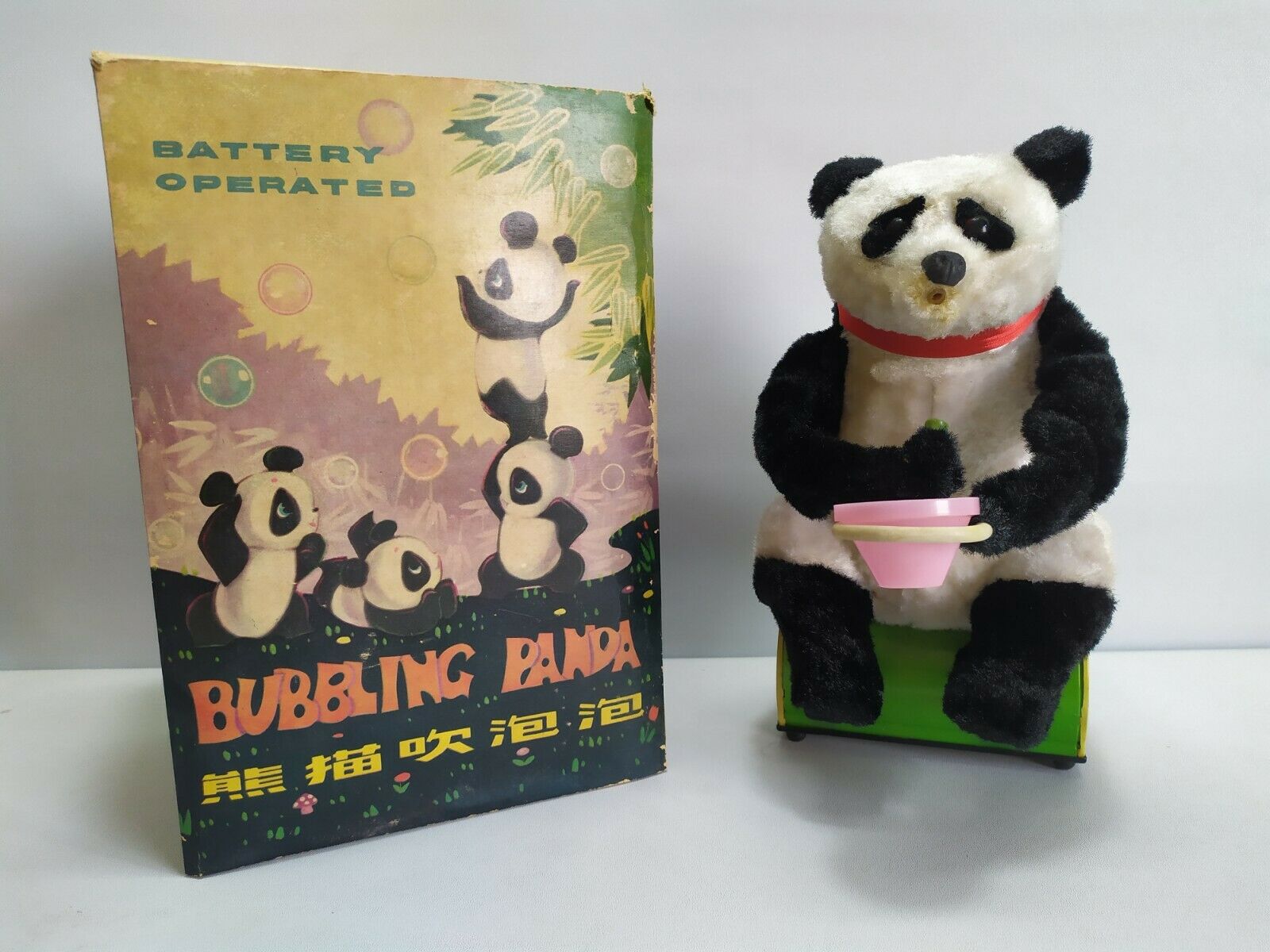 Red China Battery Operated Tin Toy - BUBBLING PANDA ME - 781 | #14838796