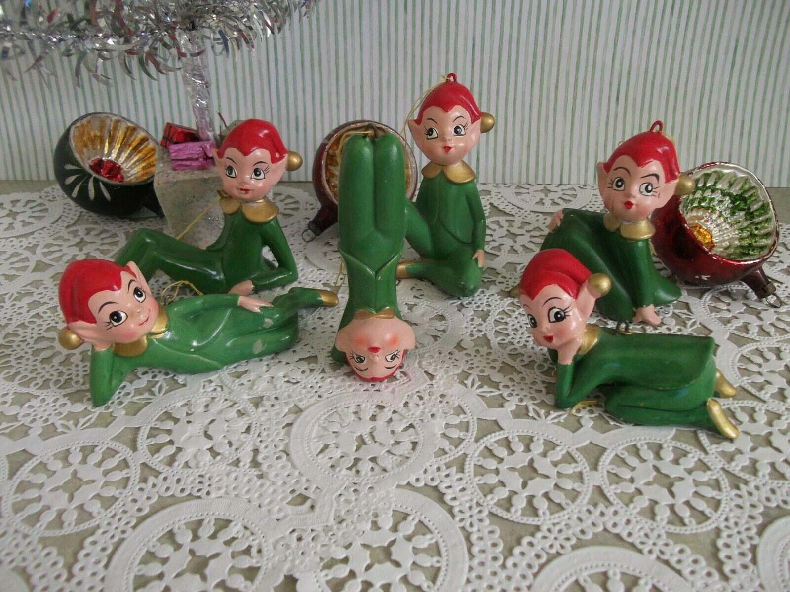 VTG. Set Of 6 Ceramic Elves Pixies - Japan MID - CENTURY ORNAMENTS ...