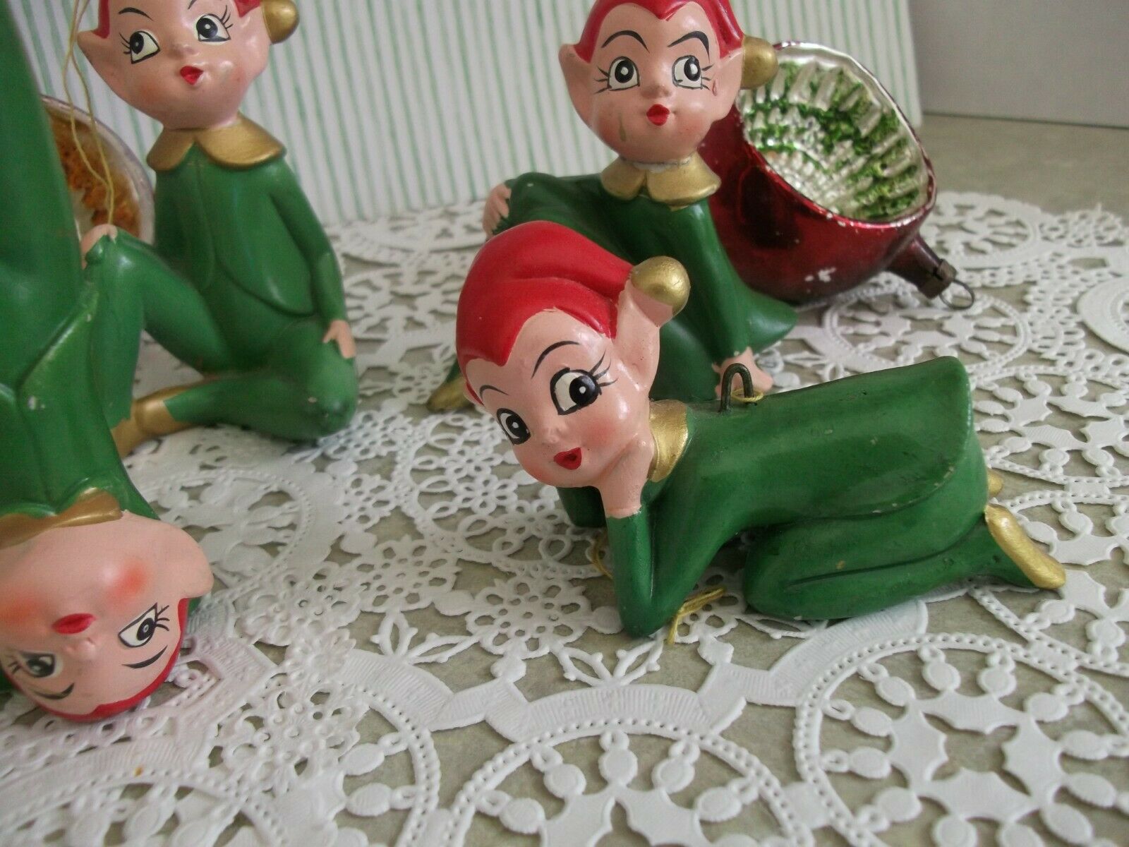VTG. Set Of 6 Ceramic Elves Pixies - Japan MID - CENTURY ORNAMENTS ...