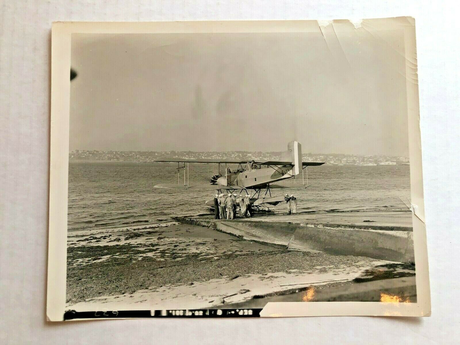 WWII 1940 ' S Photograph Of Navy Seaplane Taking Off From Land | #14993536