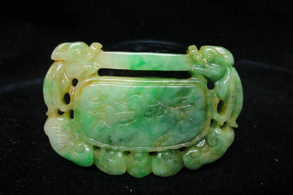 Chinese Old Natural Green And White Jadeite Emerald Kid Lock Pendant ...