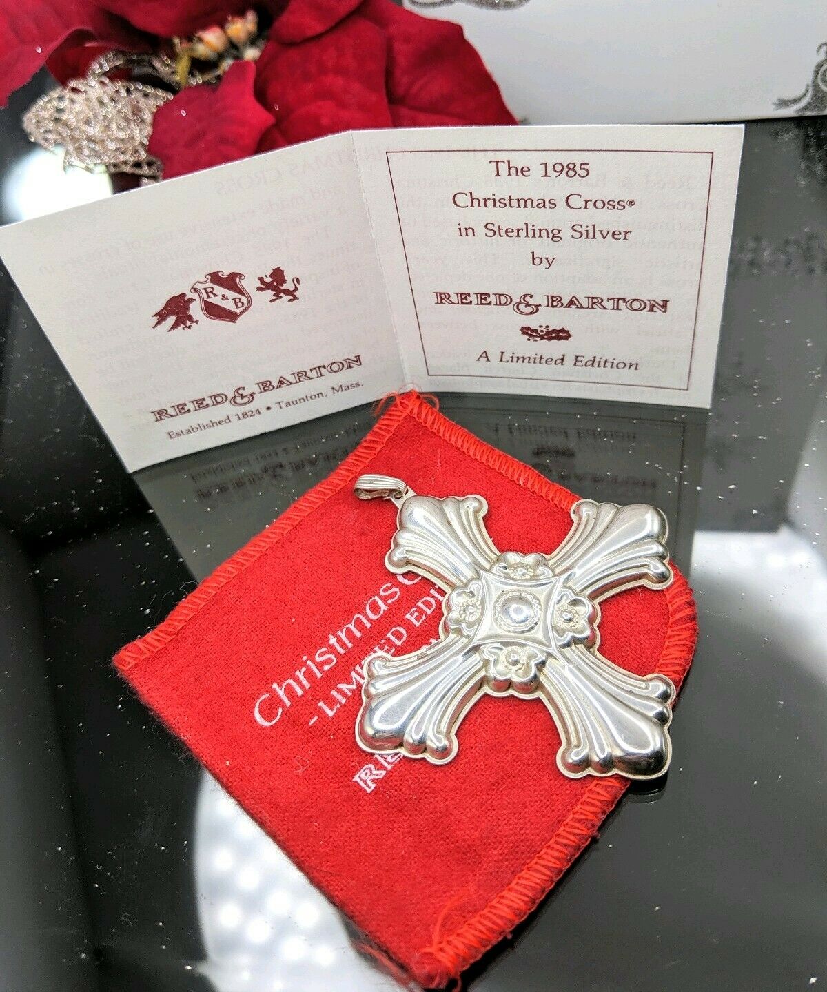 { Reed & Barton 1985 Vintage Sterling Silver Christmas Cross Ornament W ...