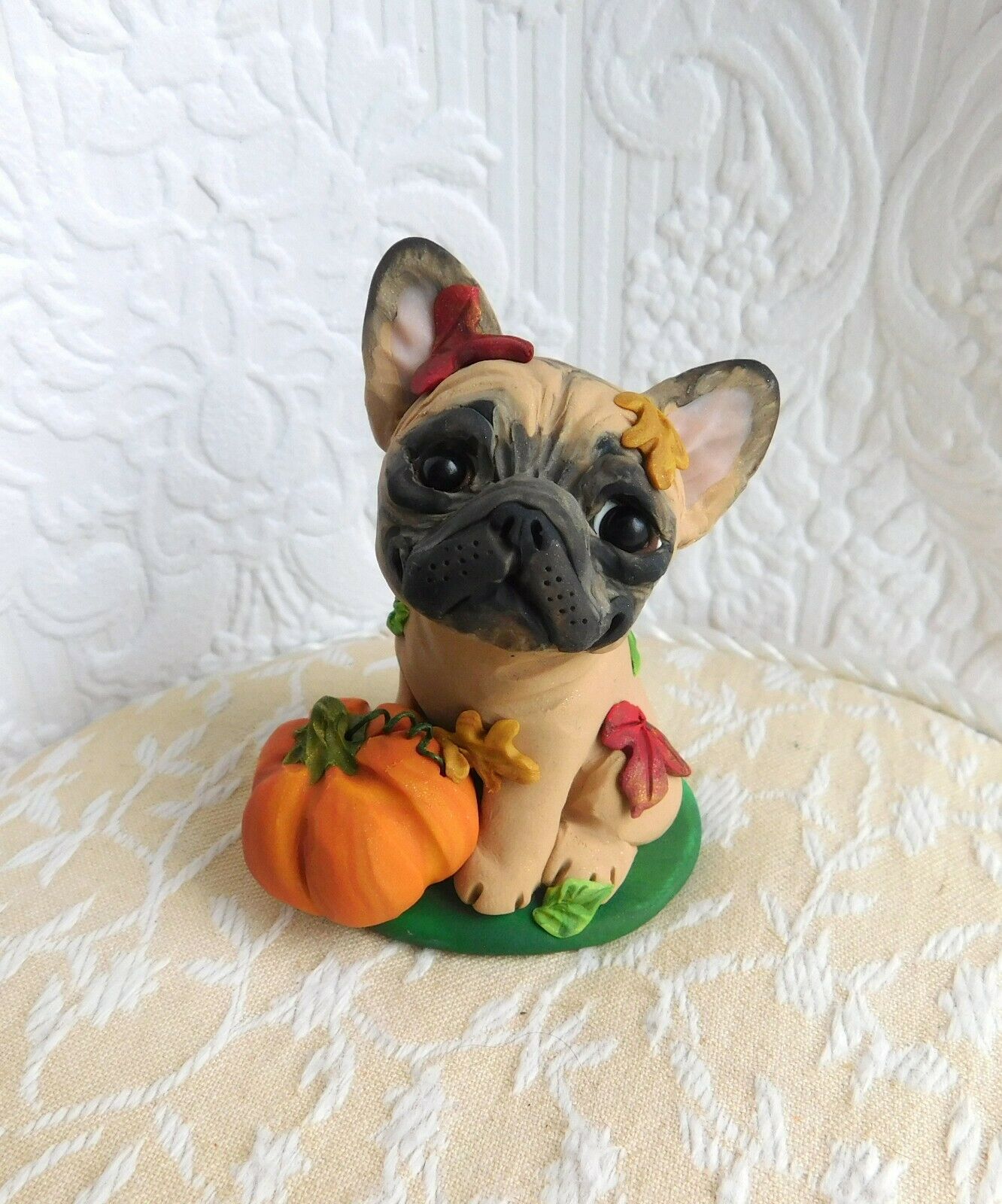 French Bulldog Autumn Sculpture Clay Hand Sculpted Dog By Raquel ...