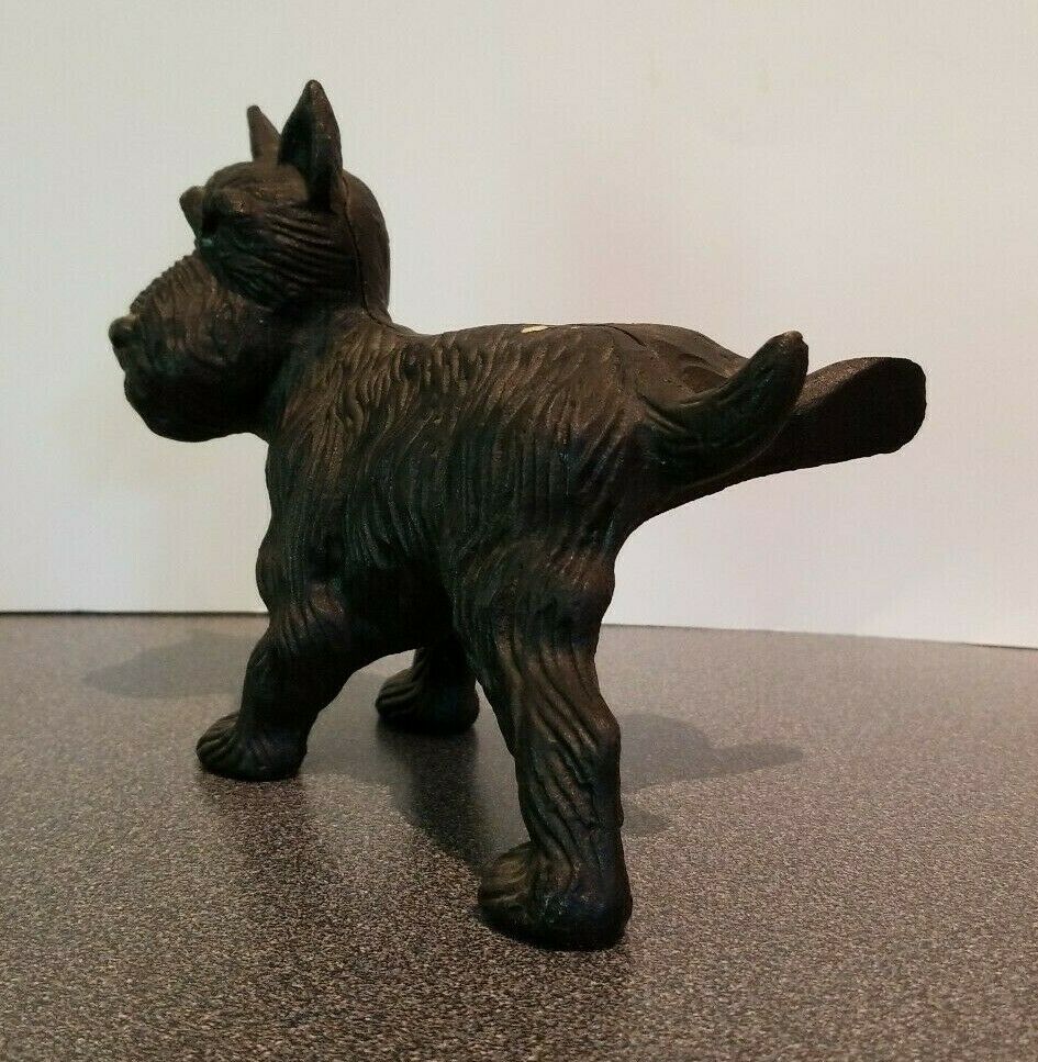 Vintage Black Cast Iron Scottie Dog Raised Leg Peeing Doorstop Scotty ...