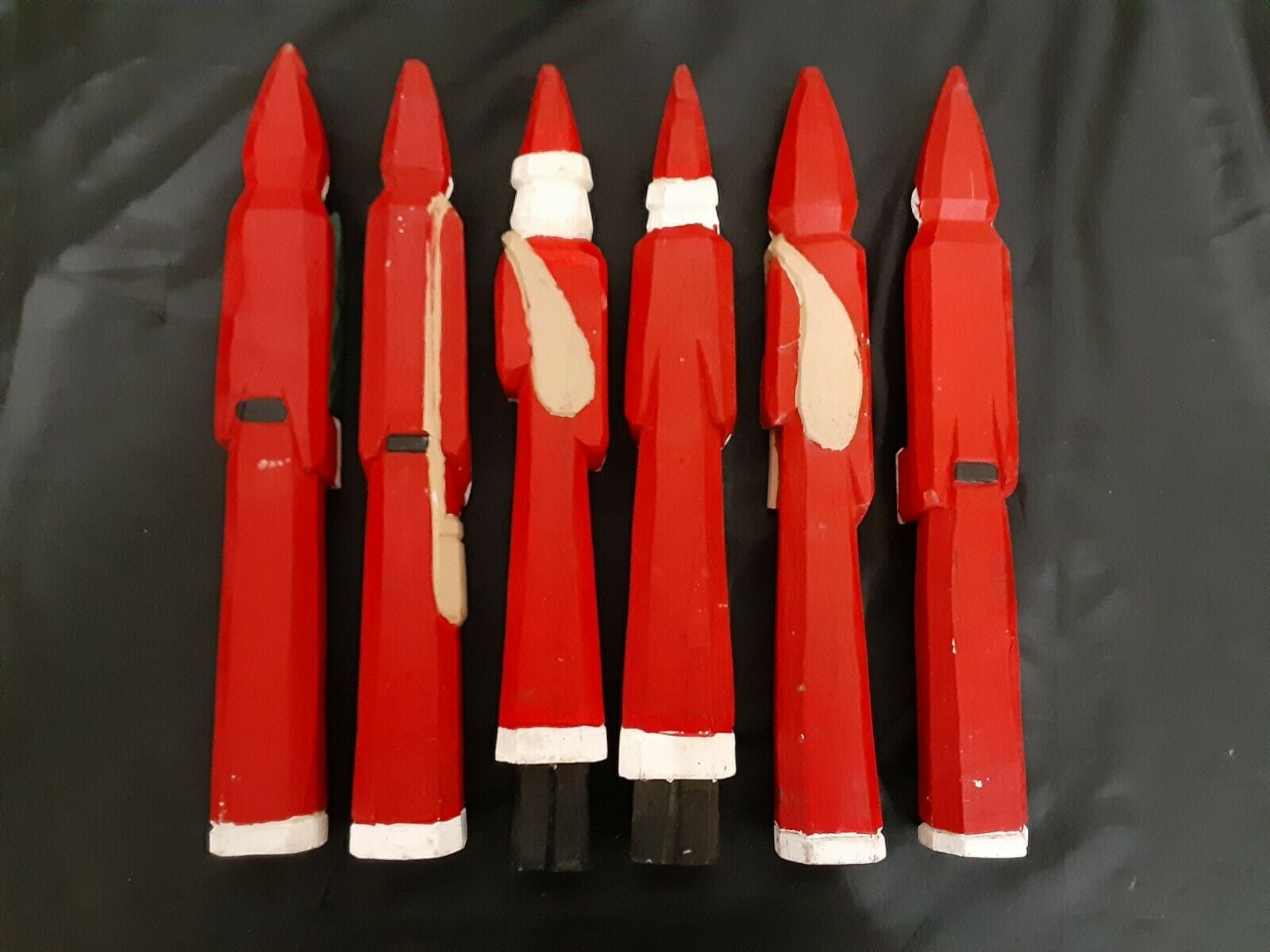 Pencil Skinny Hand Carved Folk Art Primitive SANTA CLAUS Christmas WOOD ...